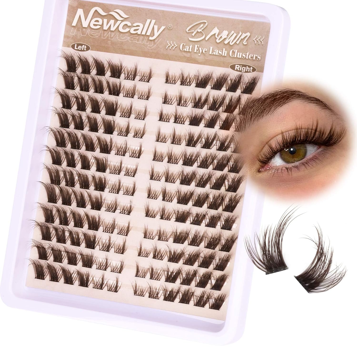 Amazon.com: Newcally Brown Lash Clusters Cat Eye Eyelash Extension ...