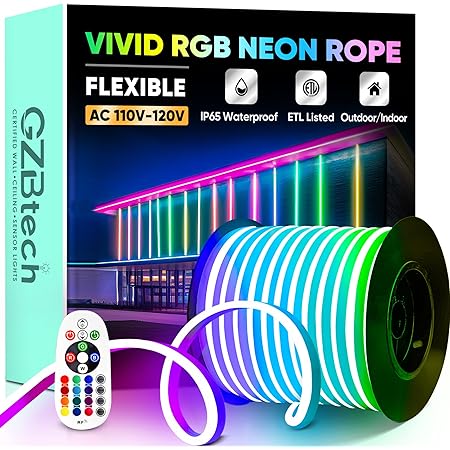 Amazon.com: GZBtech RGB LED Neon Rope Lights 133FT/40M, AC 110-120V ...
