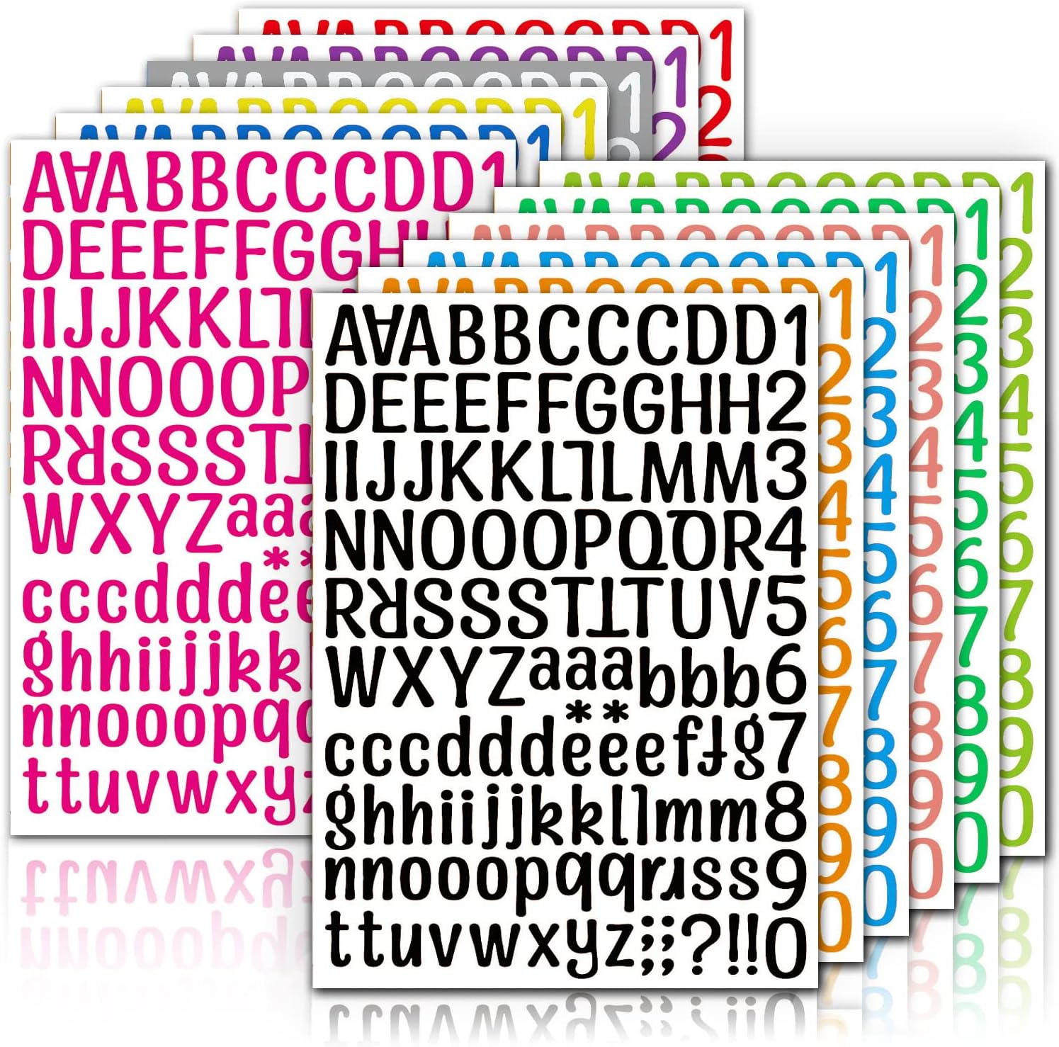 SevenFish 1512pcs/12 Sheets Vinyl Letter Stickers, Waterproof Numbers ...