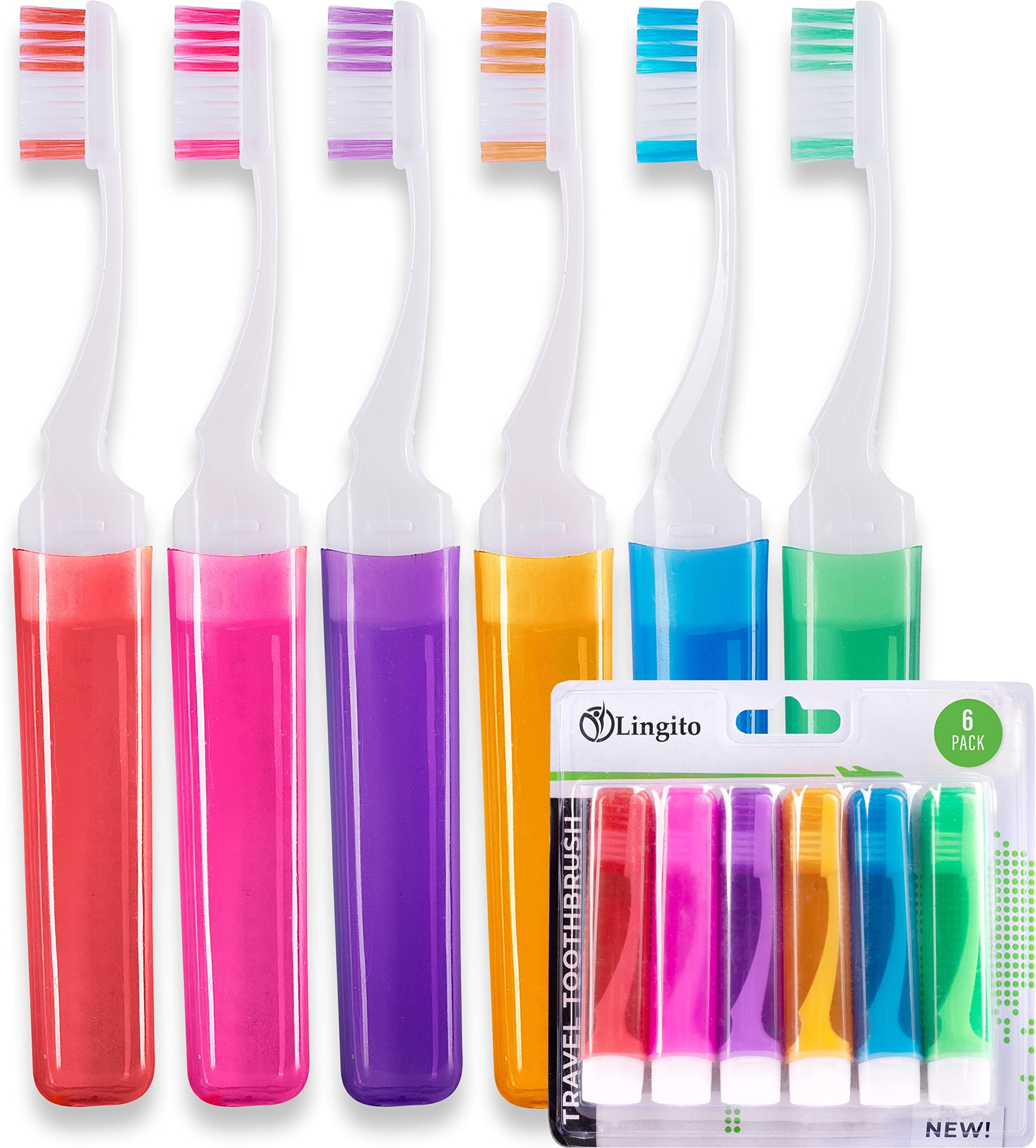 Amazon.com : Zopeal 6 Pieces Travel Folding Toothbrush Bulk Portable ...
