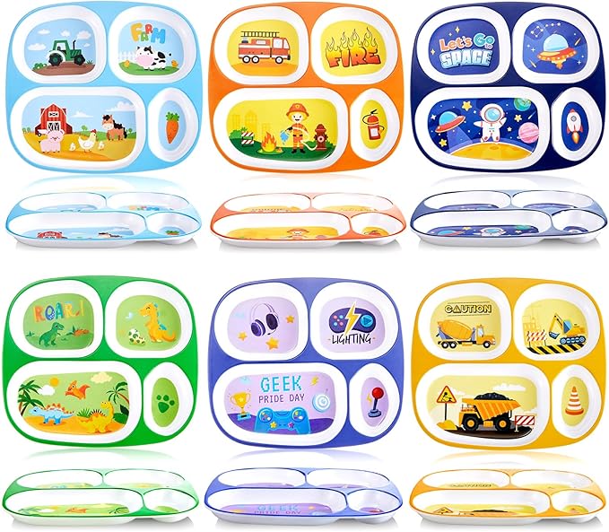 Amazon.com | Hushee 6 Pcs 9.4 x 8.2 Inch Dinner Plate for Kids Girls ...