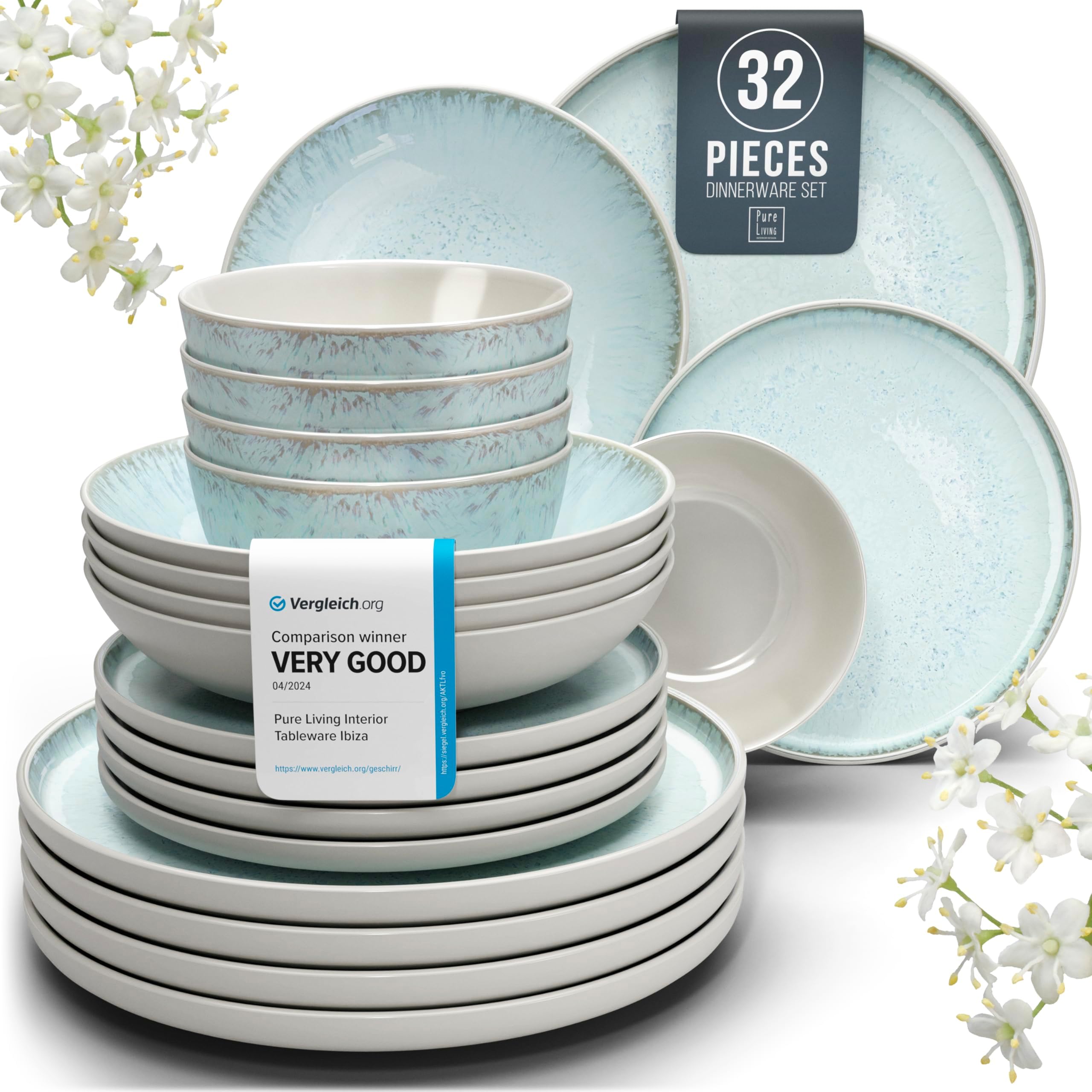 Amazon.com | Famiware Dinnerware Set for 4 (12 Piece) and 5.5" Soup ...