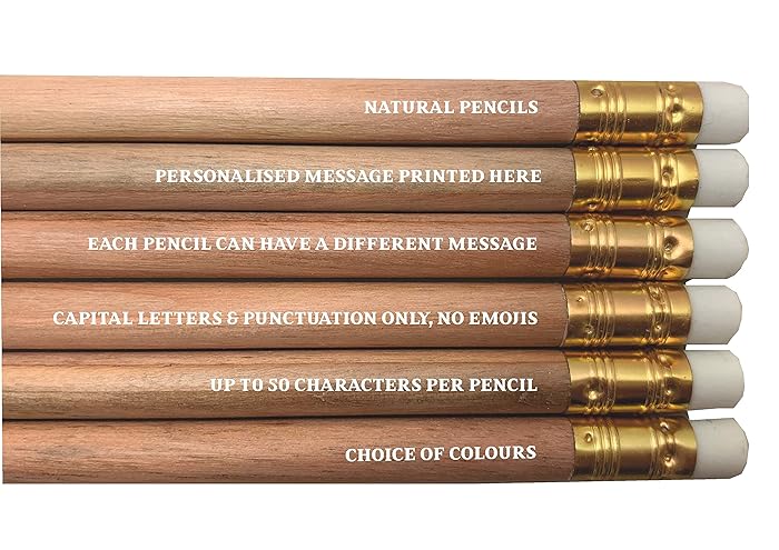 Personalised Pencils - Choice of Colours and Quantities (Natural Wood ...