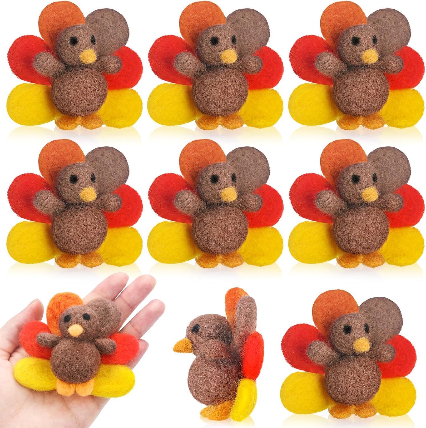 Amazon.com: Hollowfly 6 Pcs Thanksgiving Felt Turkey Fall Felt Garland ...