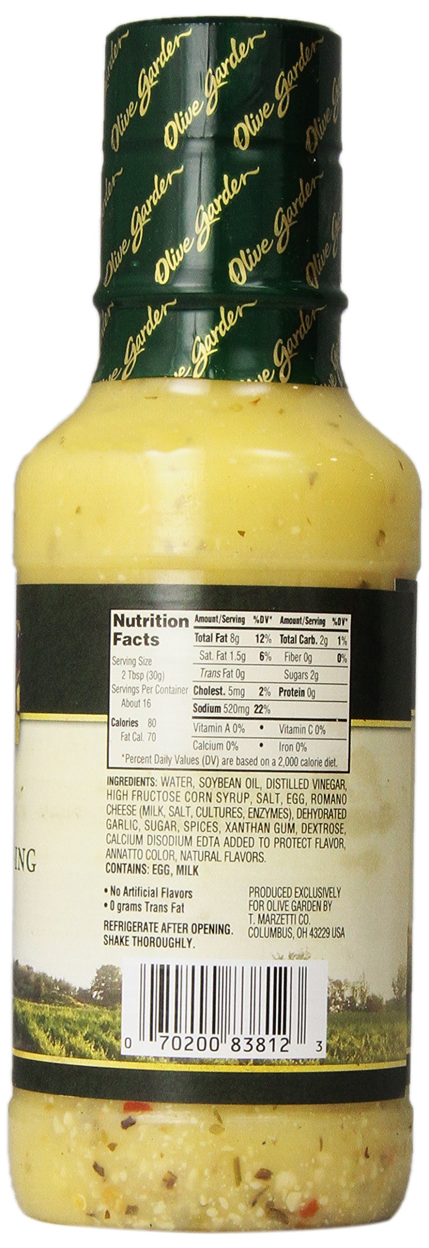 Olive Garden Salad Dressing Nutrition Label