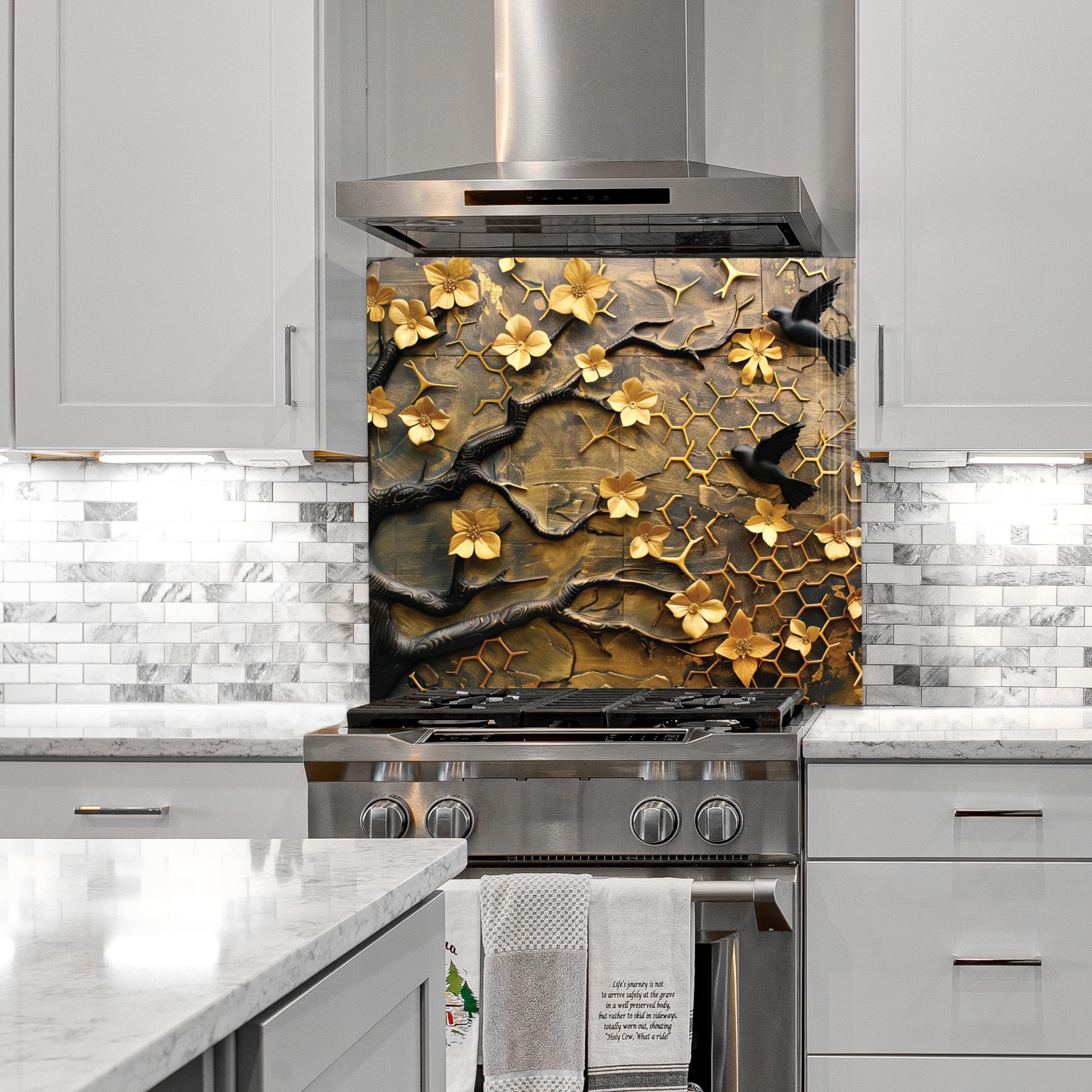 Behind The Stove Wall Protector Steve Silver Steel Tree Pattern Stove