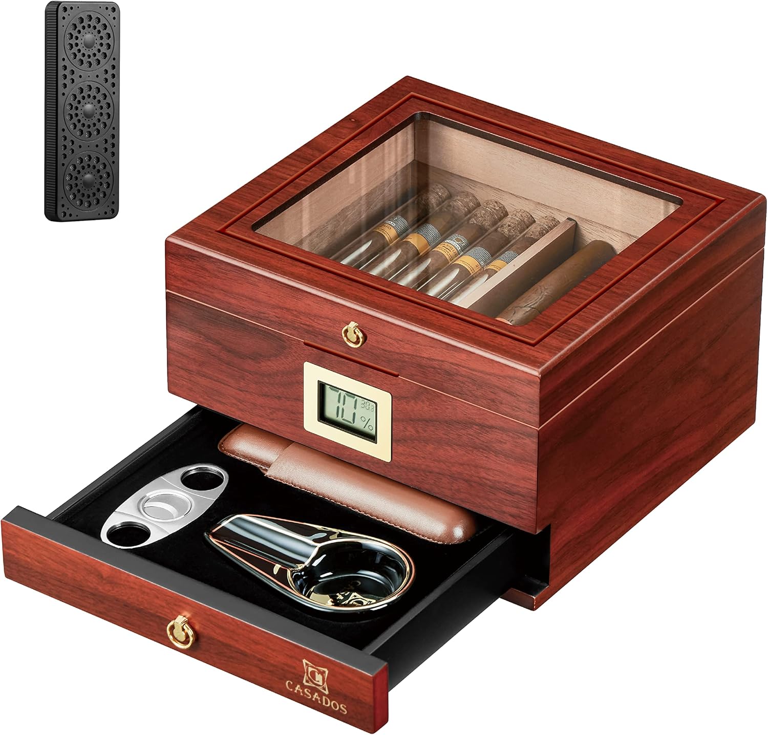 Amazon.com: CASADOS Cigra Humidor Box, Handmade Spanish Cedar Cigar ...
