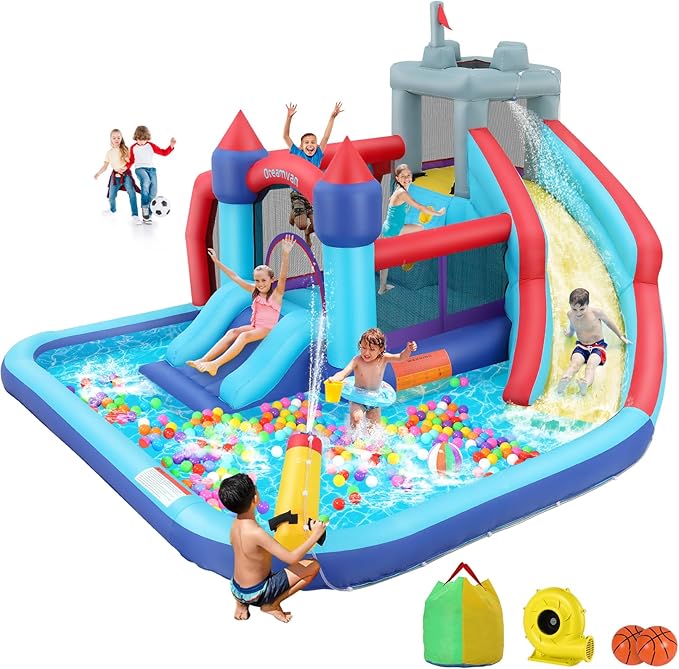 Amazon.com: Inflatable Water Slide Park, 10-in-1 Bounce House ...