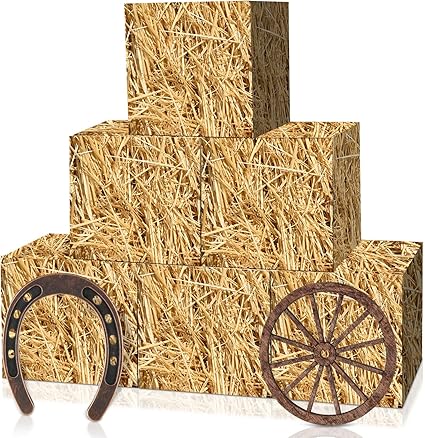 Amazon.com: YLOLUL 6 Pcs Hay Bales Boxes Decor with Wooden Wagon Wheels ...