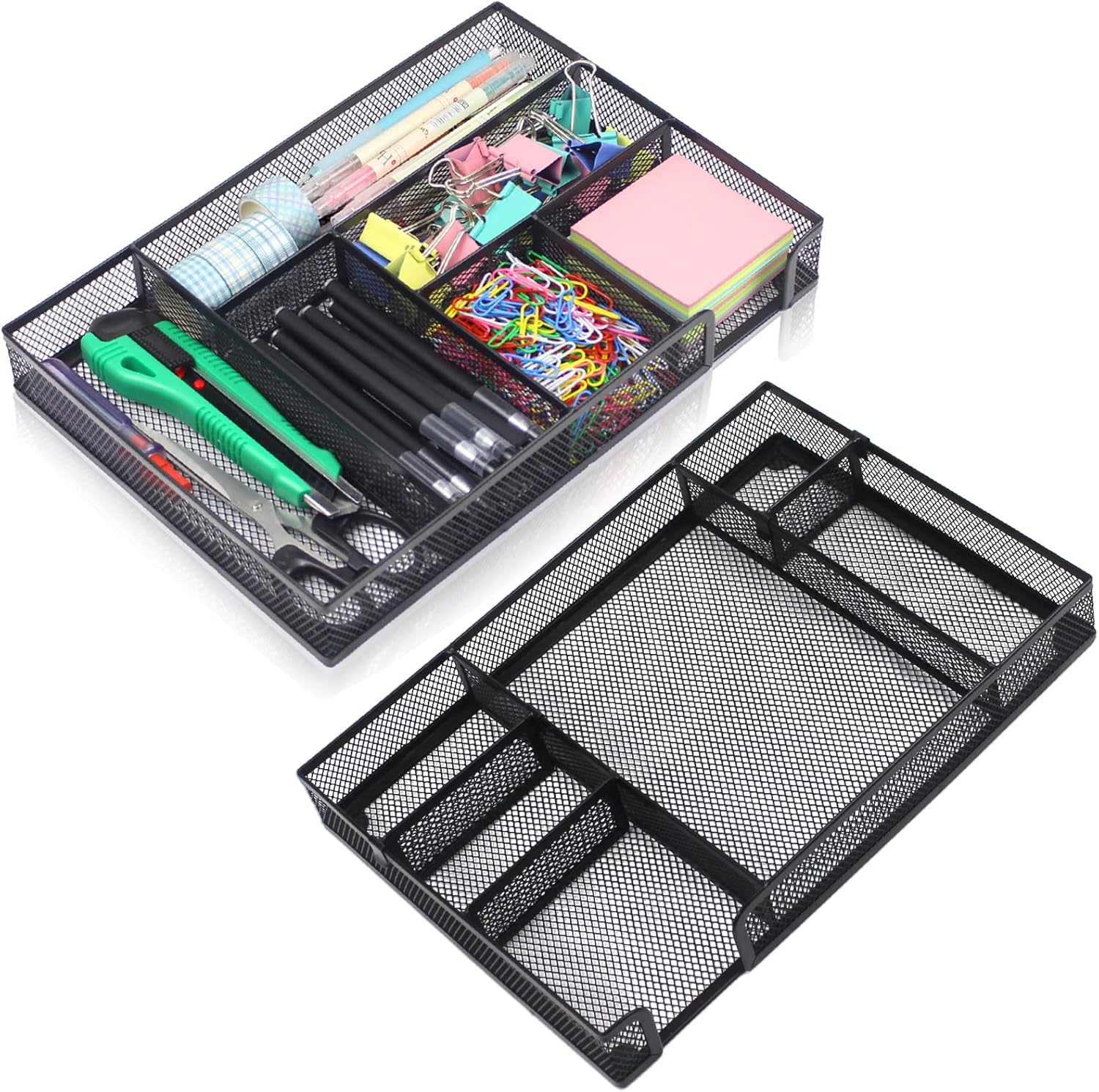 Amazon.com: ROSROSE Desk Drawer Organizer Tray 2 Pack, Metal Mesh ...