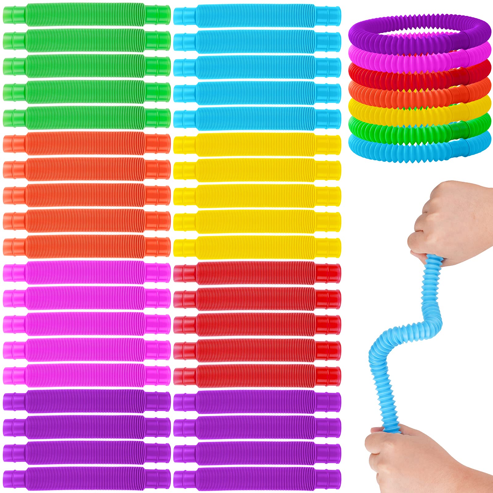 Buy 38PCS Mini Pop Tube Sensory Fidget Toy Set, Multi-Color Stretchable ...