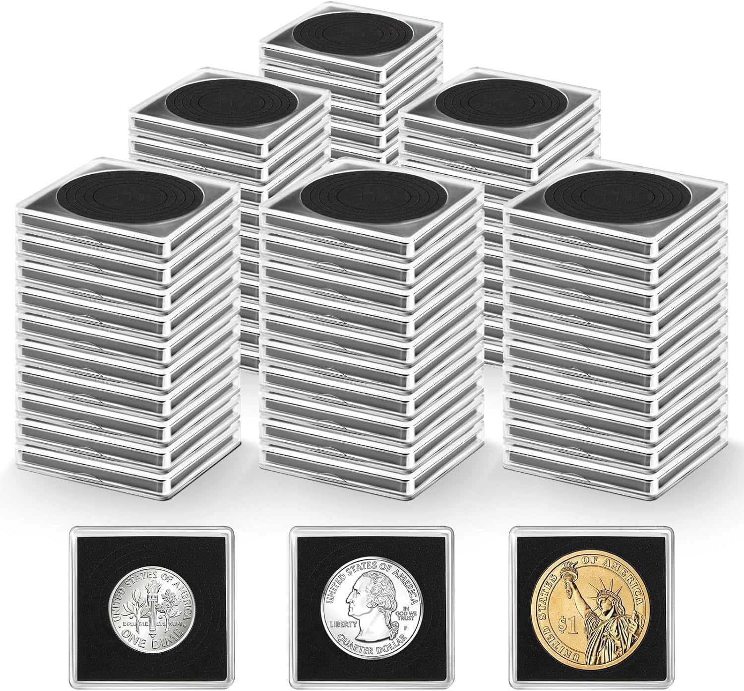 Amazon.com: CXIIPOL 60 PCS Acrylic Coin Collection Cases with Sponges ...