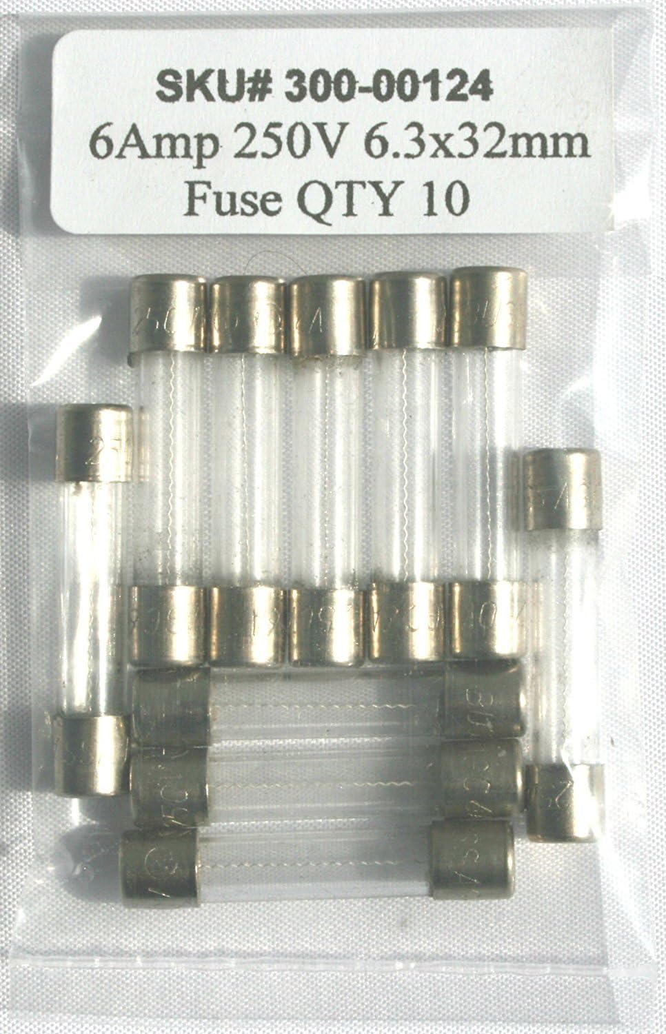 6 amp 250v / 6.3x32mm Fuse / 6AMP 250 Volts/Fast Blow/Lot of 10 ...