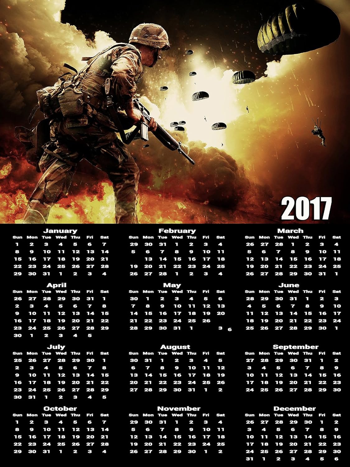 Amazon.com: 2017 US Military Calendar Poster Army Airborne Calendar ...