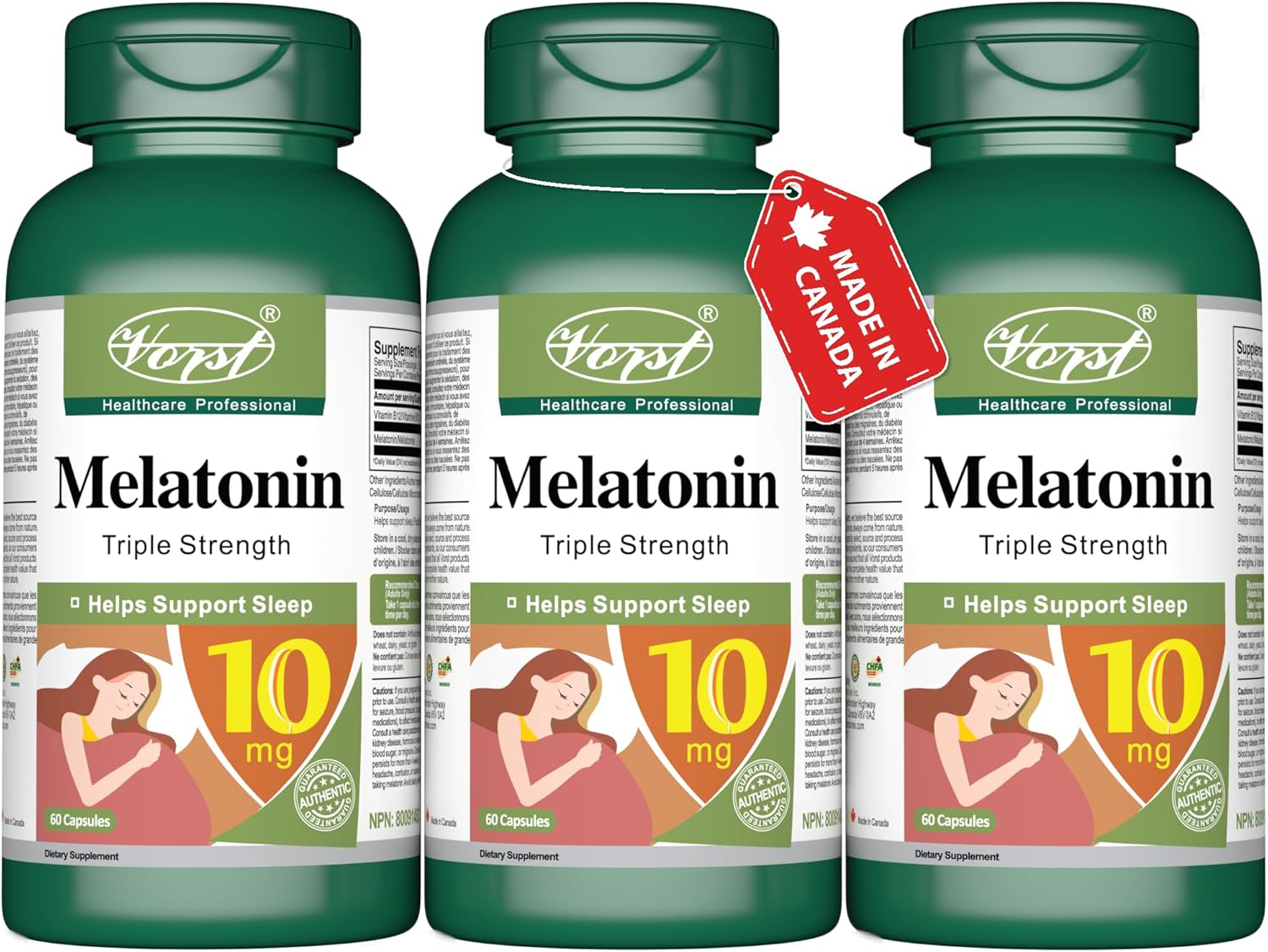 Melatonin 10mg with Vitamin B12 3 X 60 Capsules | Triple Strength ...