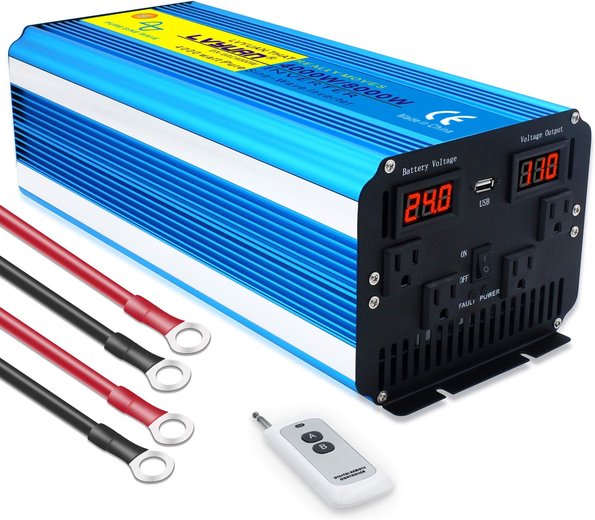 Amazon.com: 4000W LF Split Phase Pure Sine Wave Power Inverter DC 24V ...