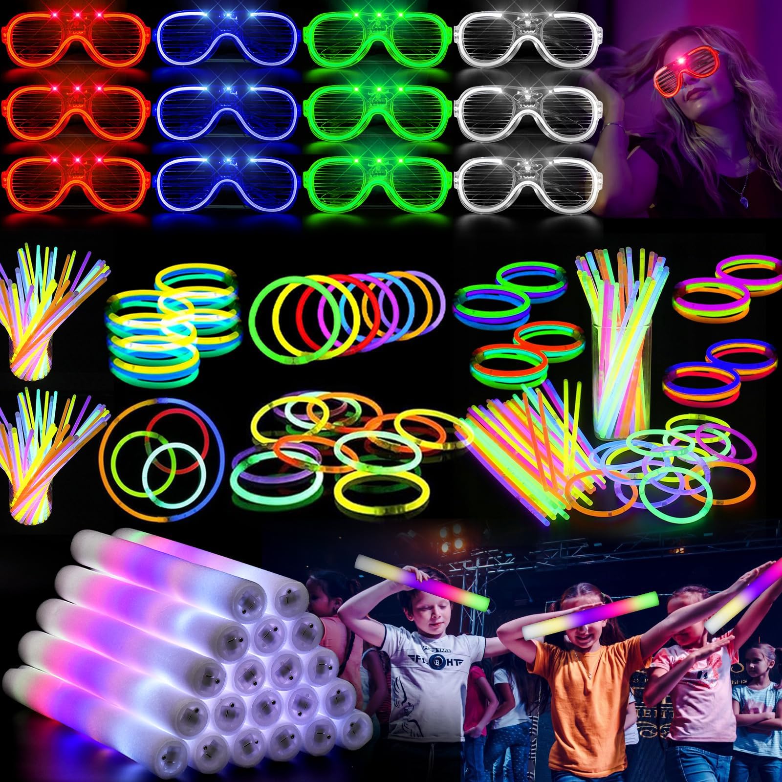 Amazon.com: Christmas Glow in the Dark Party Supplies,336 PCS Light Up ...