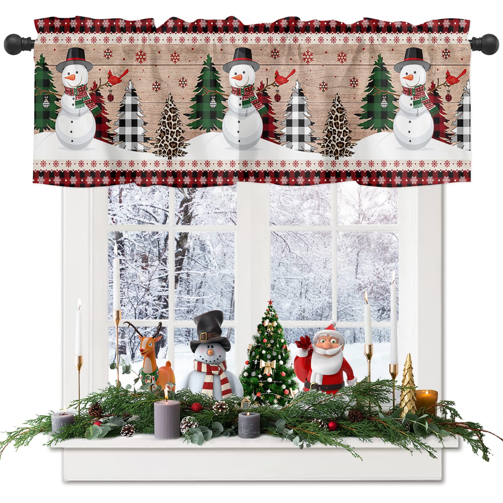 Amazon.com: Anzona Christmas Curtain Valance 54'' x 18'', Snowman ...