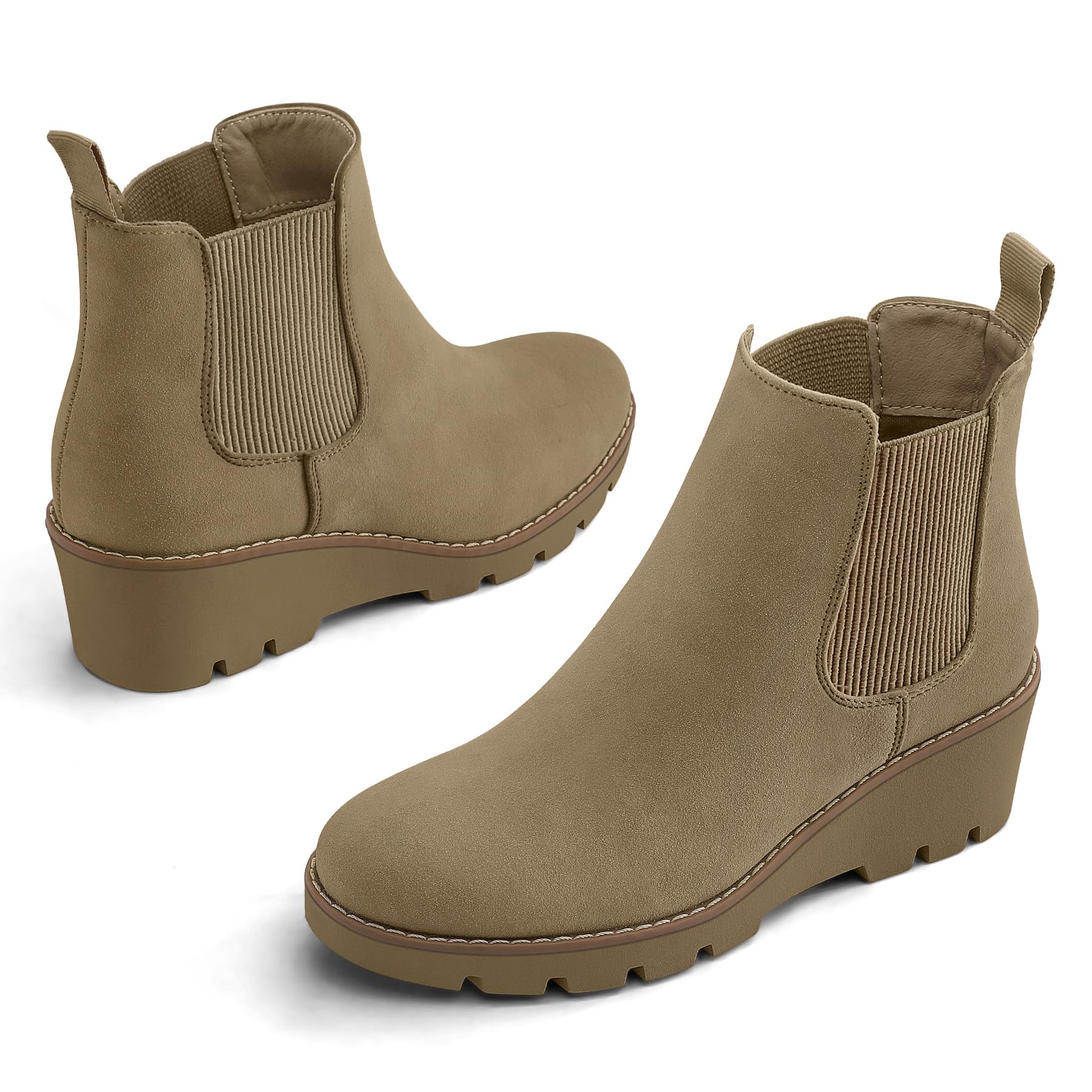 Snapklik.com : Mysoft Womens Chelsea Wedge Booties Platform Lug Sole ...