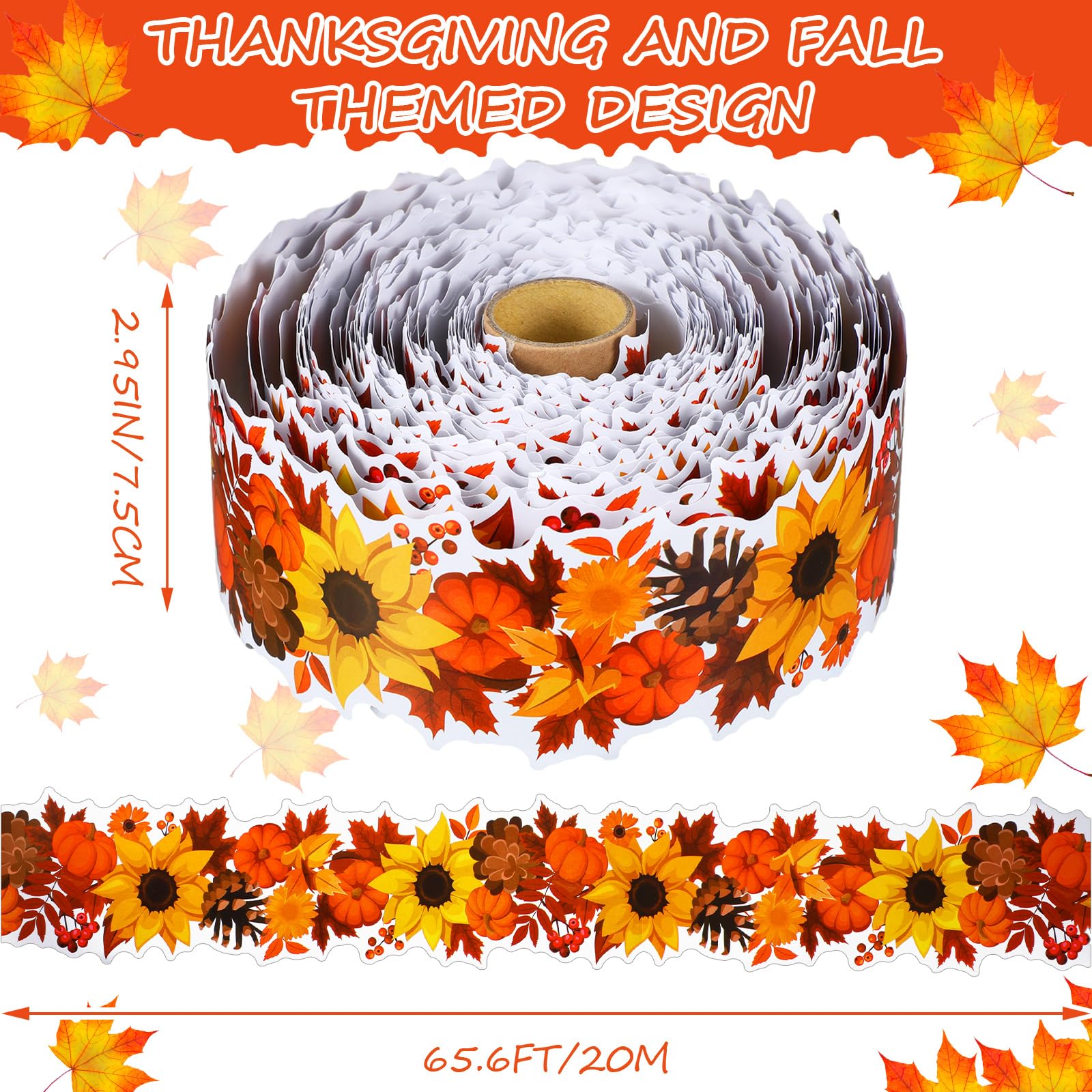 Snapklik.com : 65.6 Ft Thanksgiving Bulletin Board Border Fall Pumpkin ...