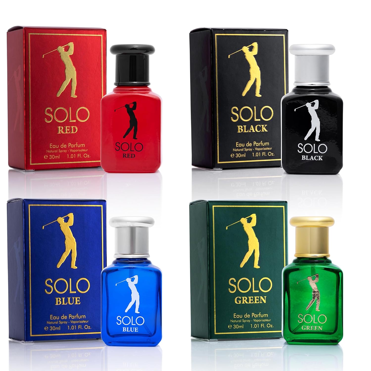 NovoGlow Solo 4-Piece Mini Fragrance Set for Men EDP - Solo Red, Blue ...