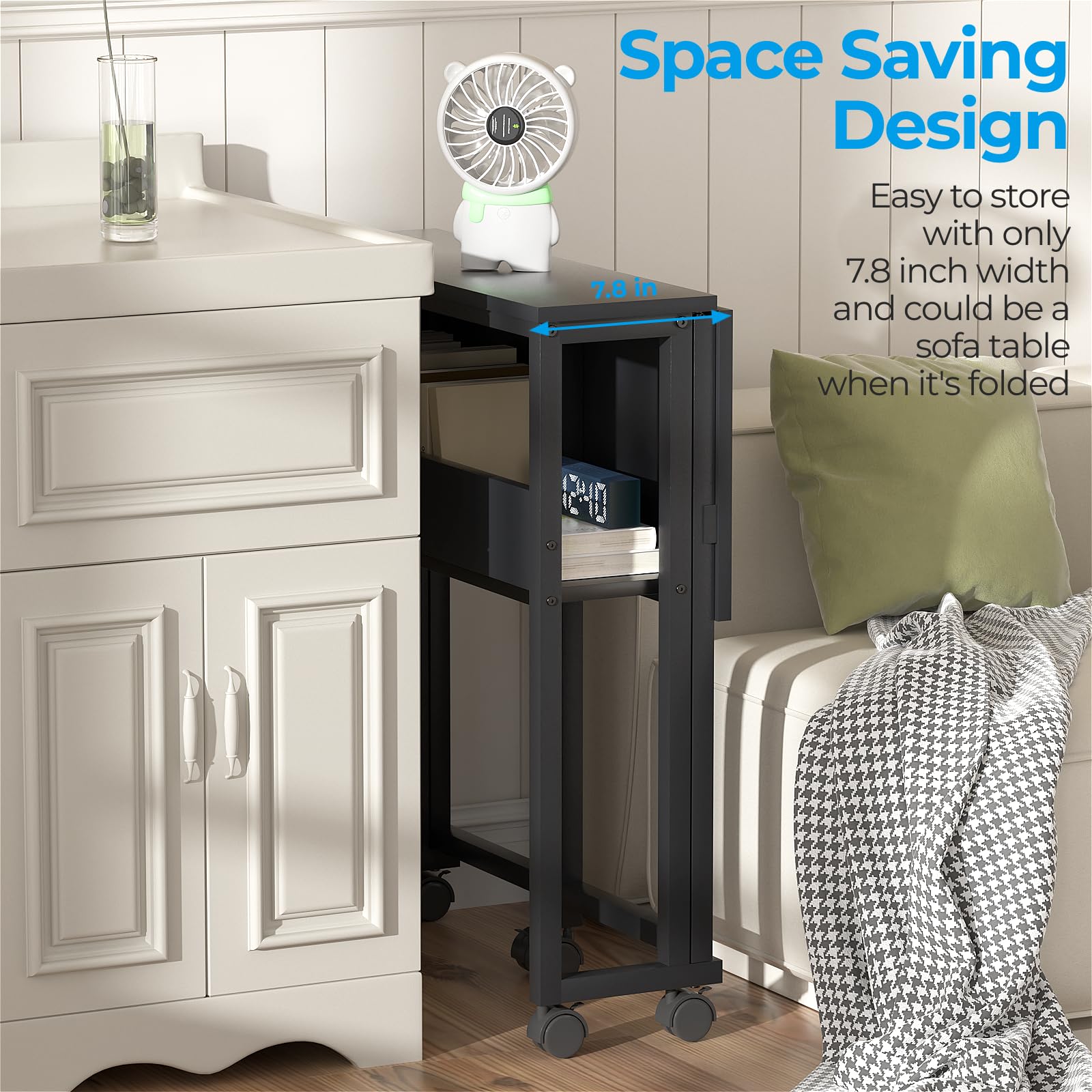 GreenForest Folding Desk Small Foldable Table with Storage Shelf 24.8 ...