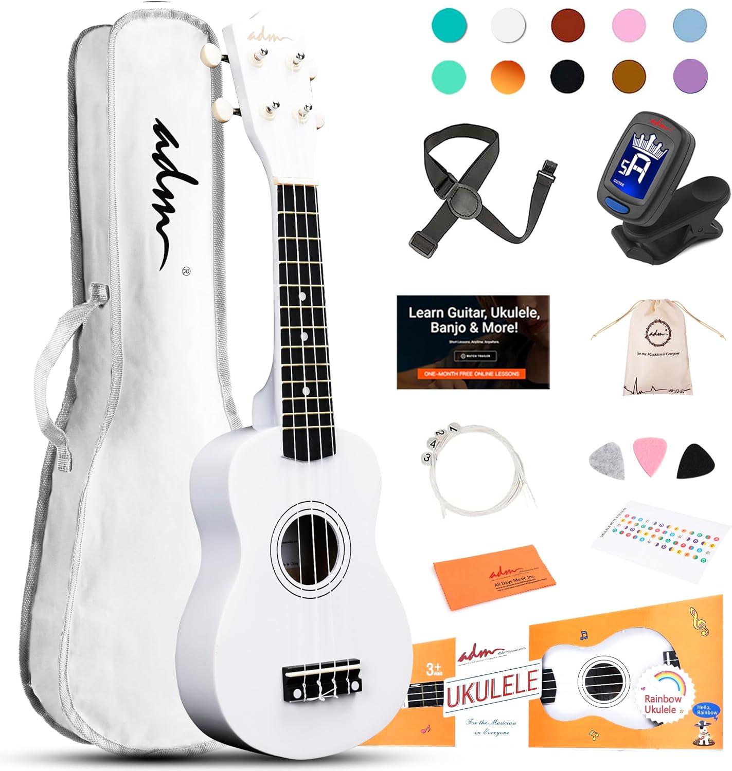 Amazon.com: ADM Ukulele for Beginners Hawaiian Wood Ukelele Kit for ...