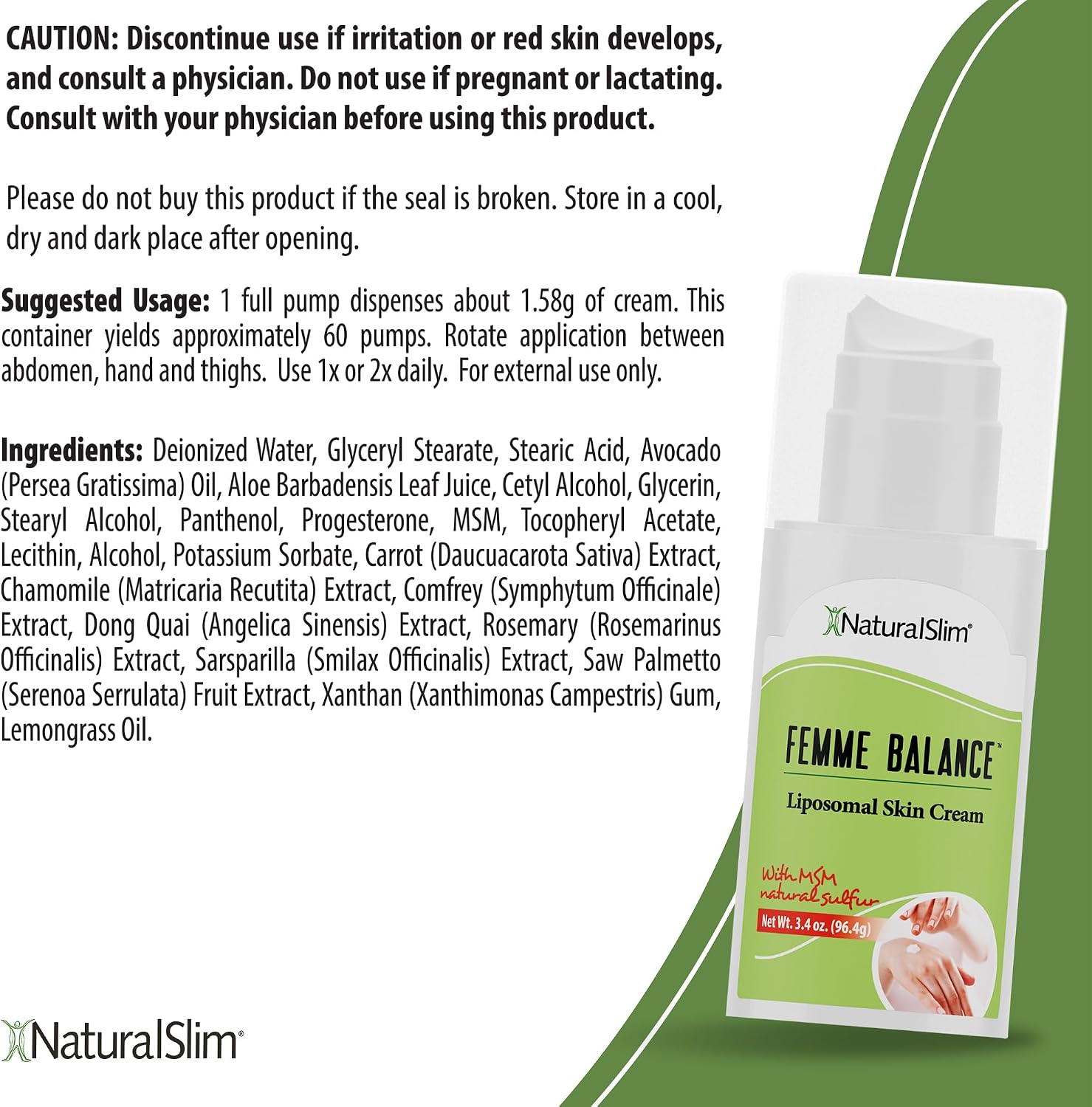 NaturalSlim Femme Balance – Crema de progesterona para mujer – Crema de ...