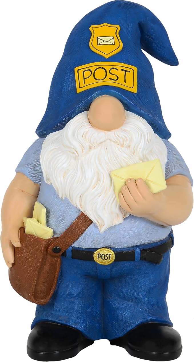 Amazon.com: Mood Lab Garden Gnome - Funny Postman Gnome Figurine - 9.25 ...