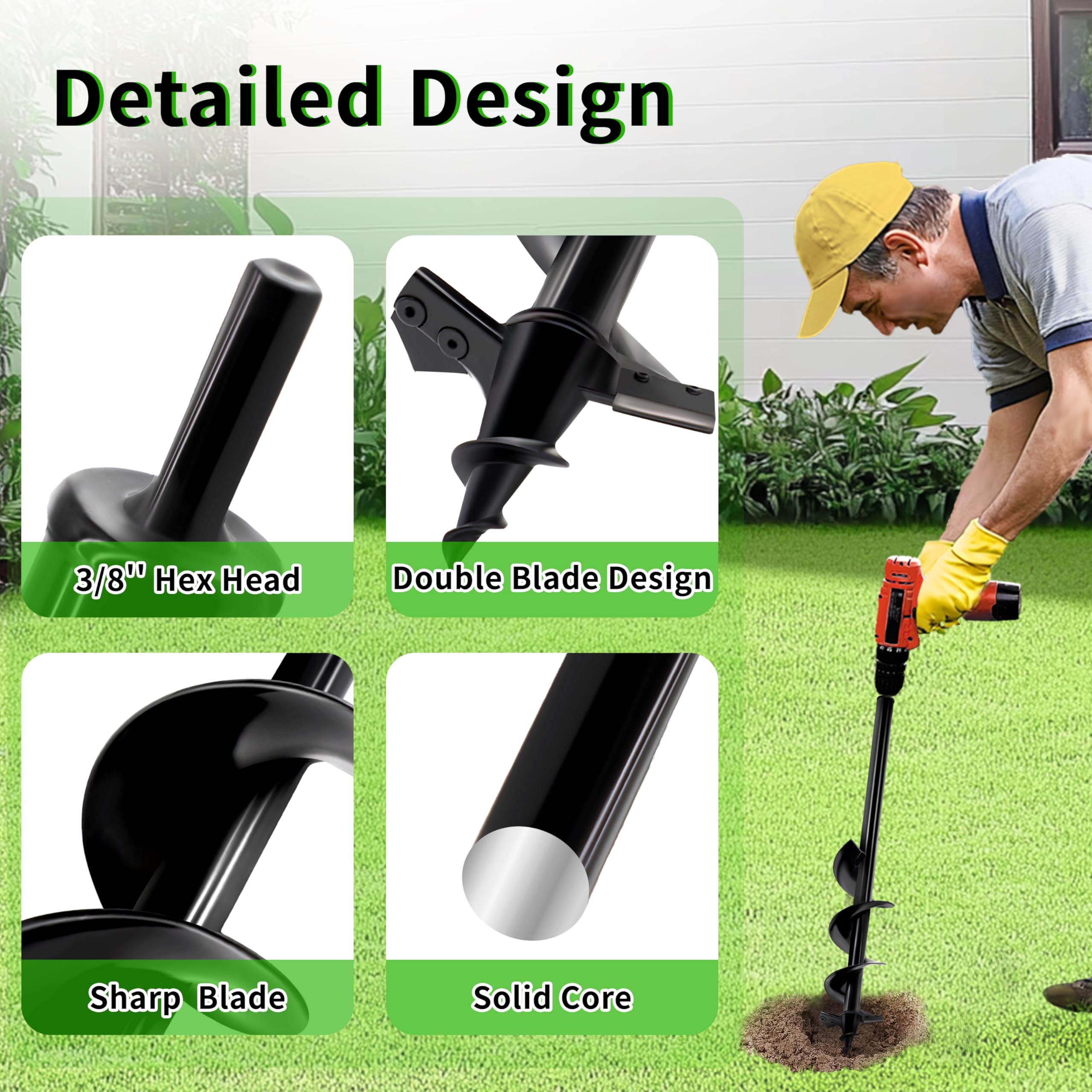 Snapklik.com : 4"x24" Auger Drill Bit For Planting,Designed For Hard ...