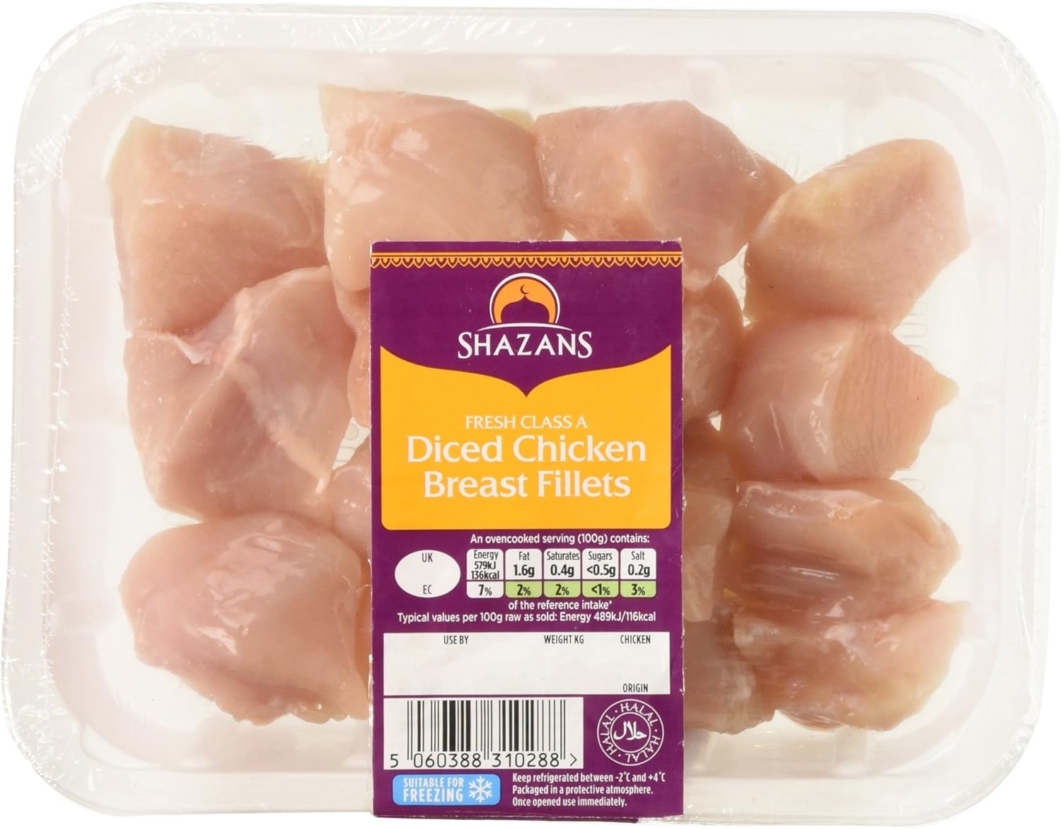 Shazans Halal Chicken Diced Breast Fillets, 400g : Amazon.co.uk: Grocery