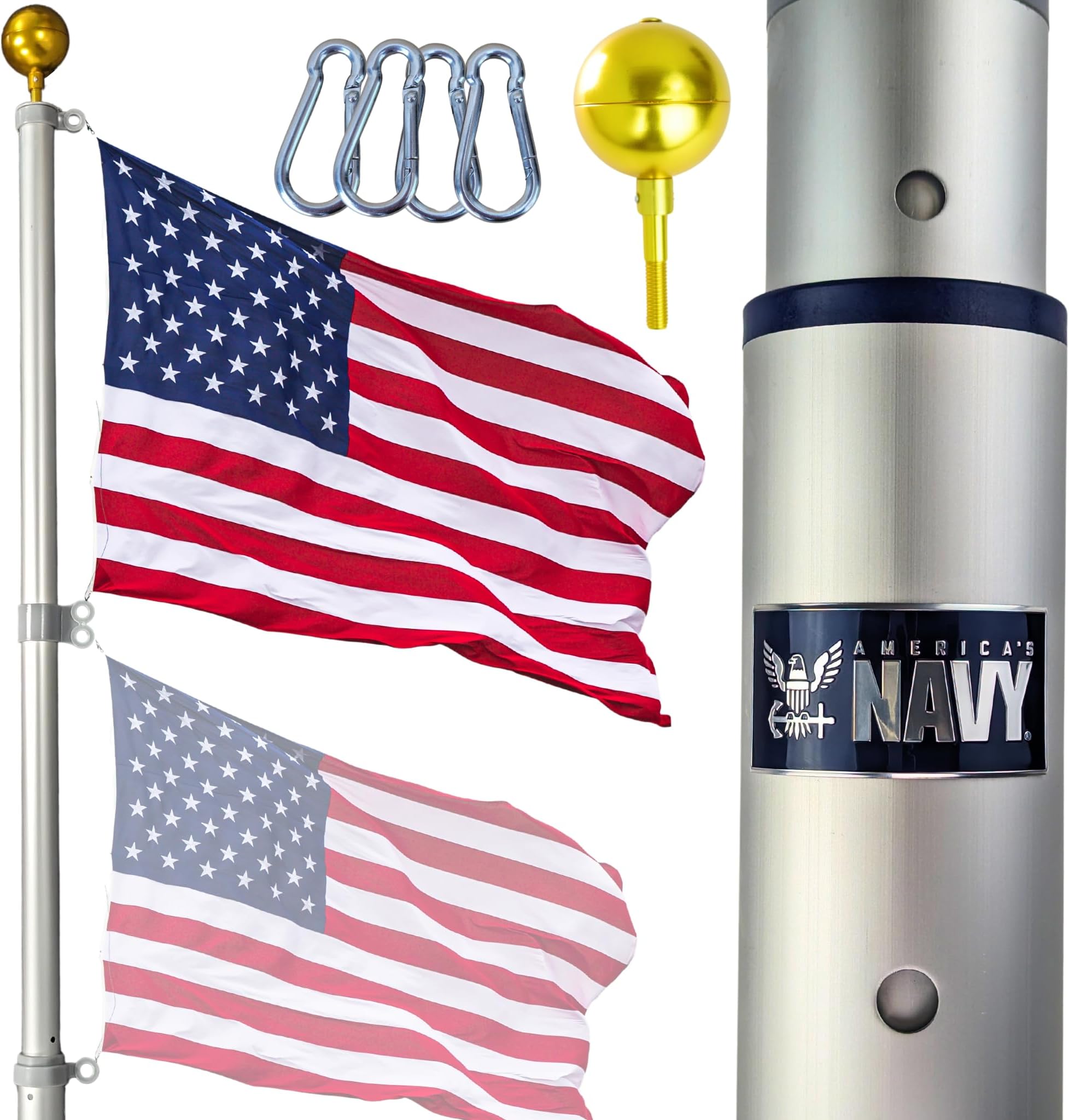 Amazon.com : Service First Heavy Duty Telescoping Flagpole Kit (US Navy ...