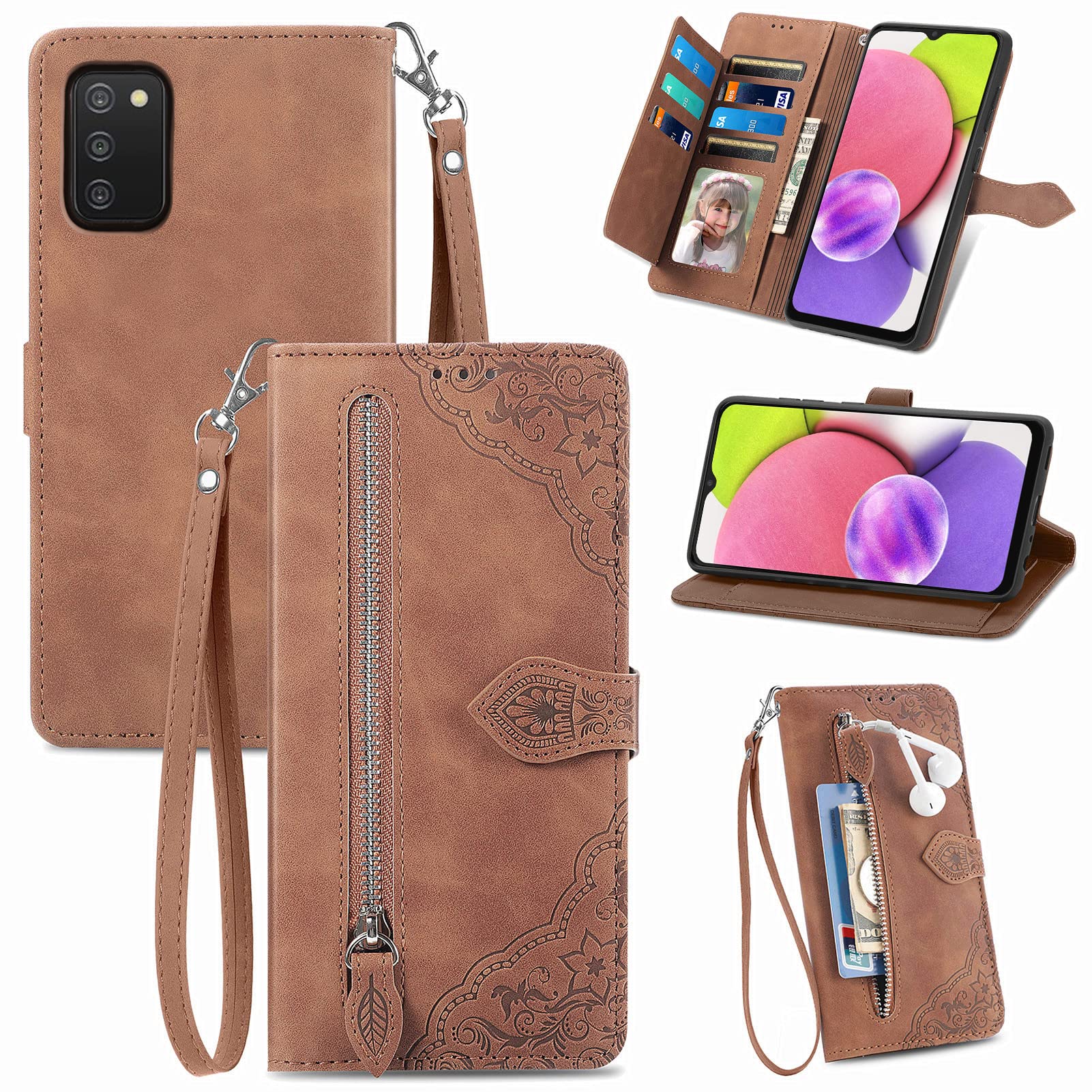 Amazon.com: Furiet Compatible with Samsung Galaxy A03s US Version 5G 2022 Wallet Case with Wrist ...