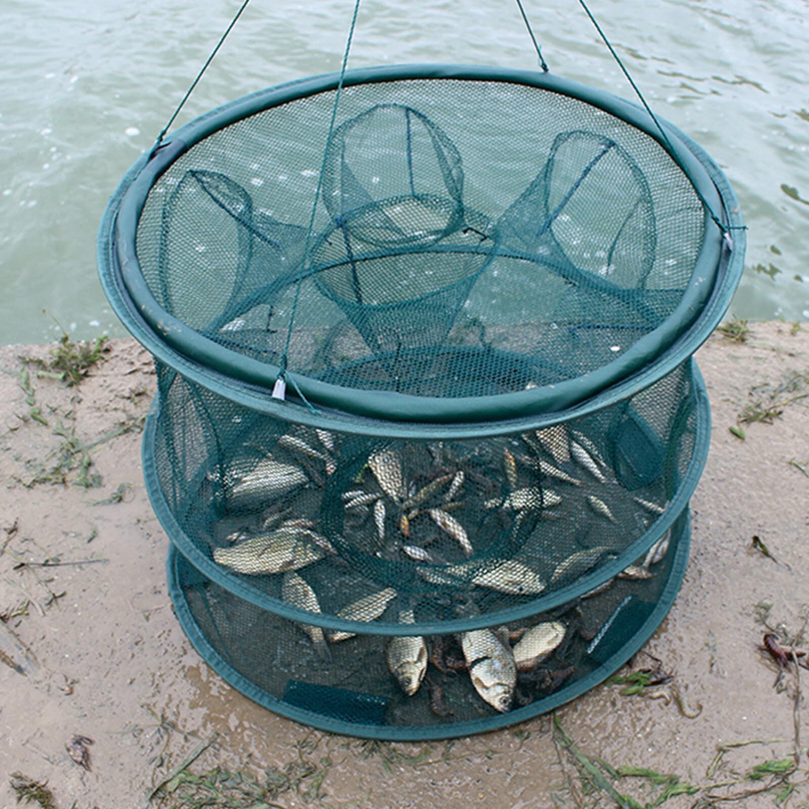 SOONHUA Collapsible Crab Basket Mesh Crayfish Trap Net Quickly Opened 7 ...