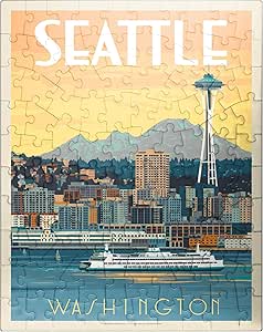 Amazon.com: MyPuzzle Seattle, WA: Ferry, Vintage Poster - Premium 100 ...