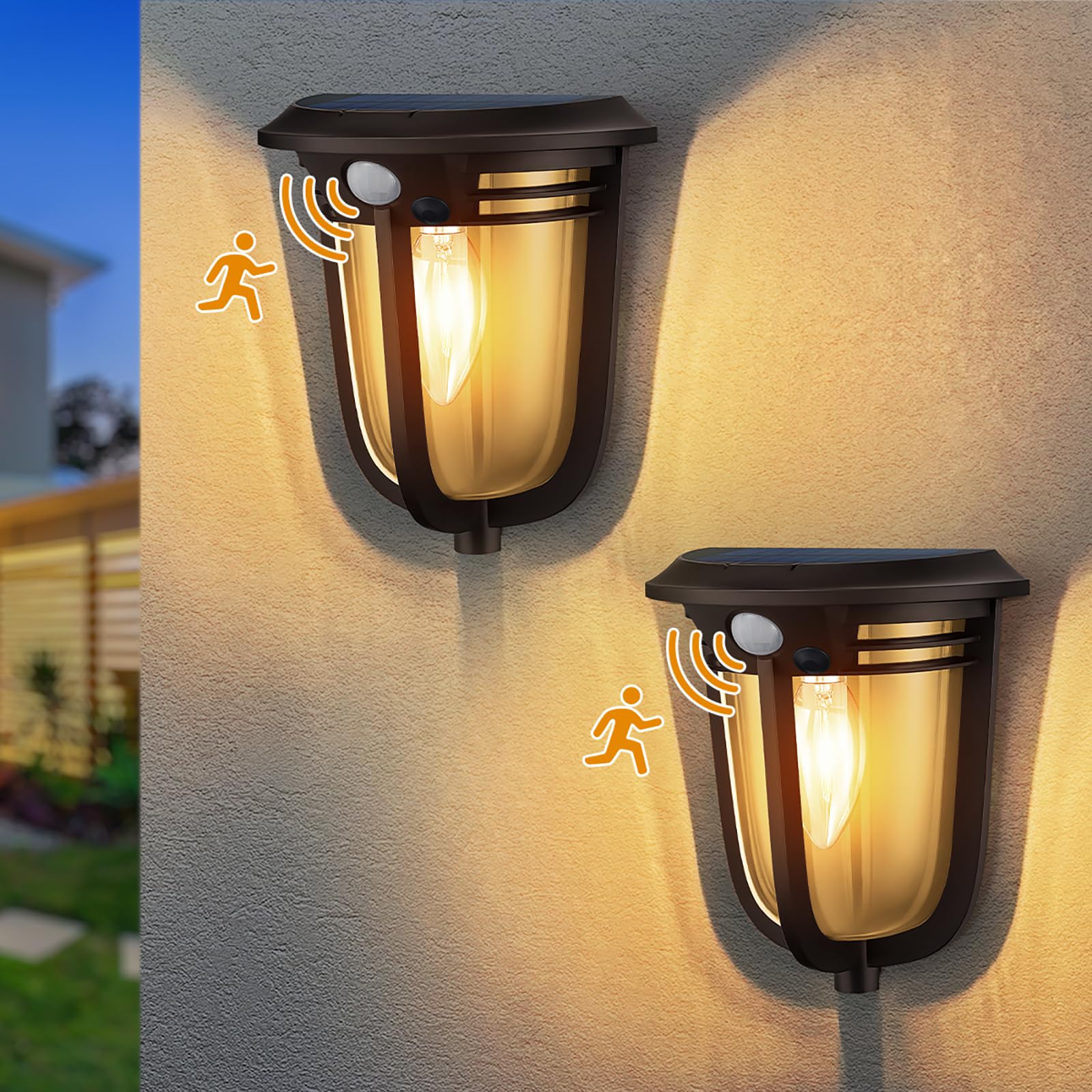 Solar Wall Lights Outdoor, Solar Sconce Light Motion Sensor Wall ...