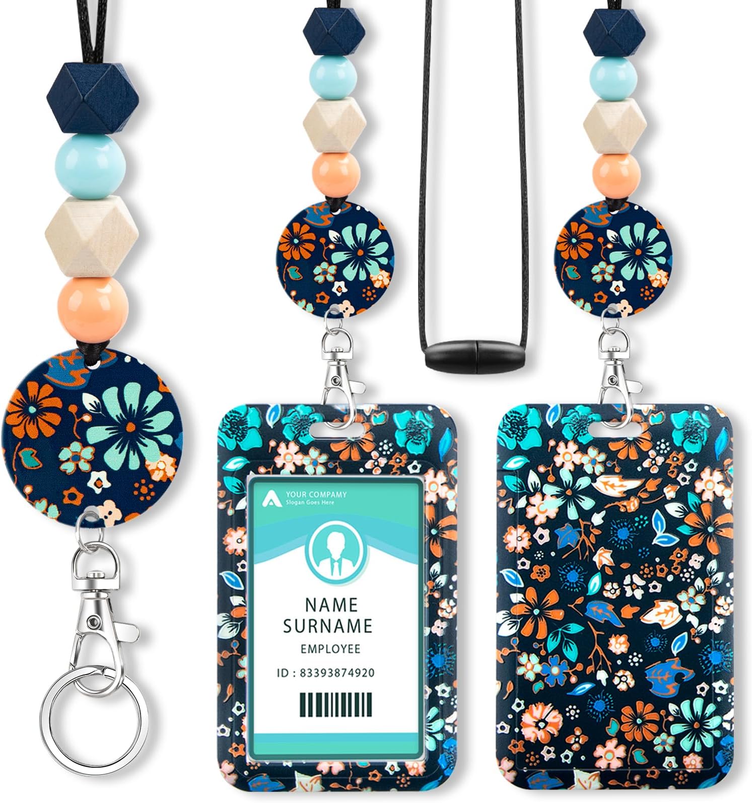 Porte Badge Tour de Cou avec 2 Pcs Porte-cartes, Cordon Tour de Cou ...