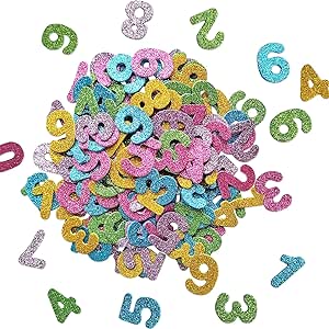 Glitter Foam Number Stickers, 150 Pcs for Kids Crafts, 4cm Size Foam ...