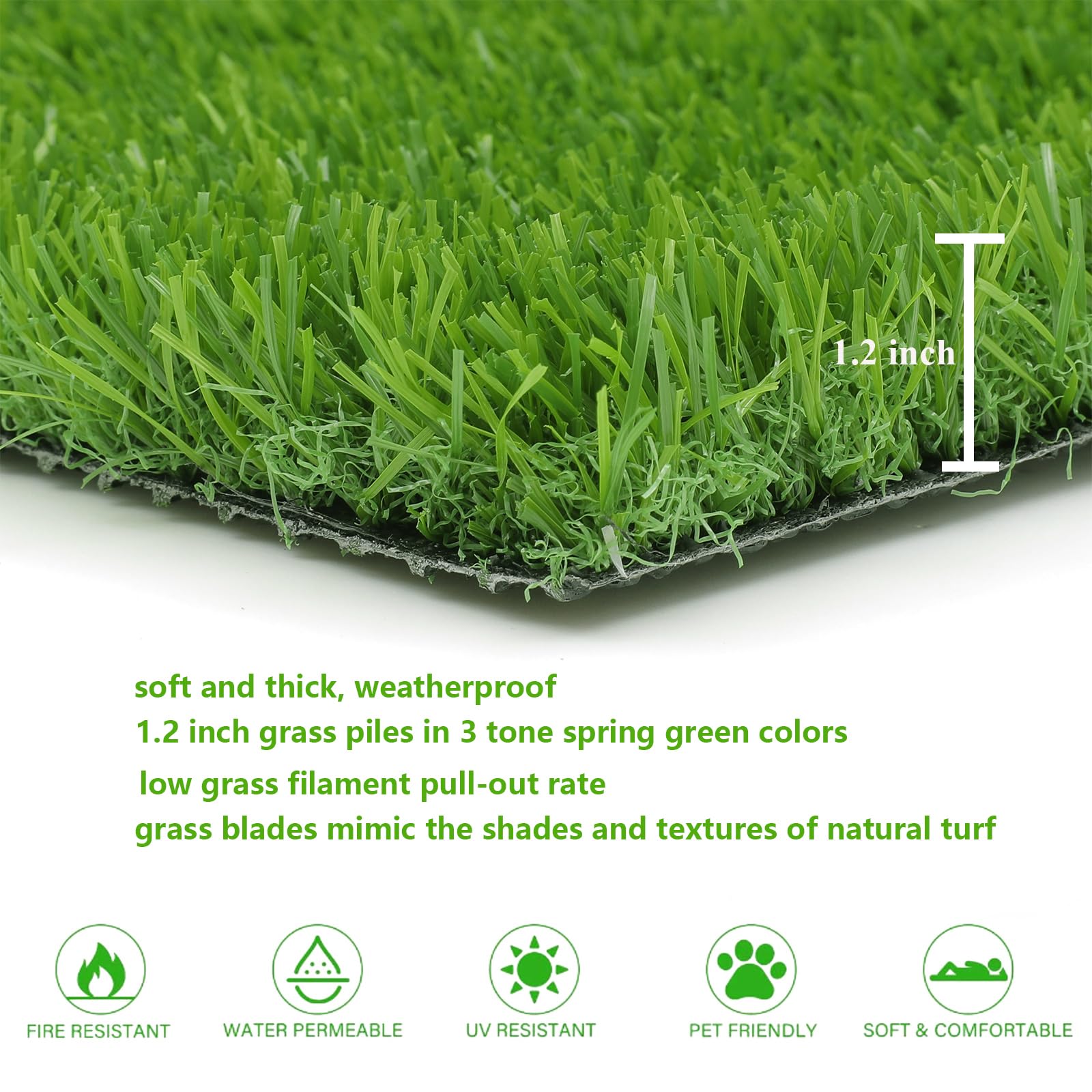 Snapklik.com : SHACOS Artificial Grass Squares Mat 6 Pcs 12"x12 ...