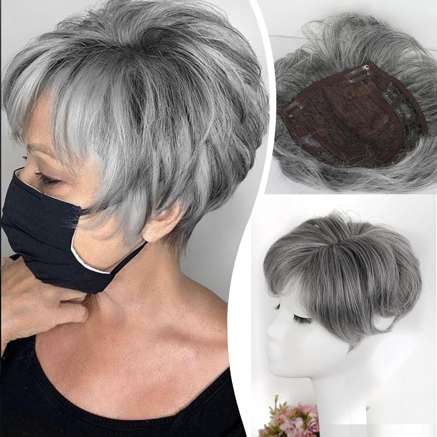 Amazon.com : CINHOO Curly Hair Toppers for Women with Thinning Hair ...