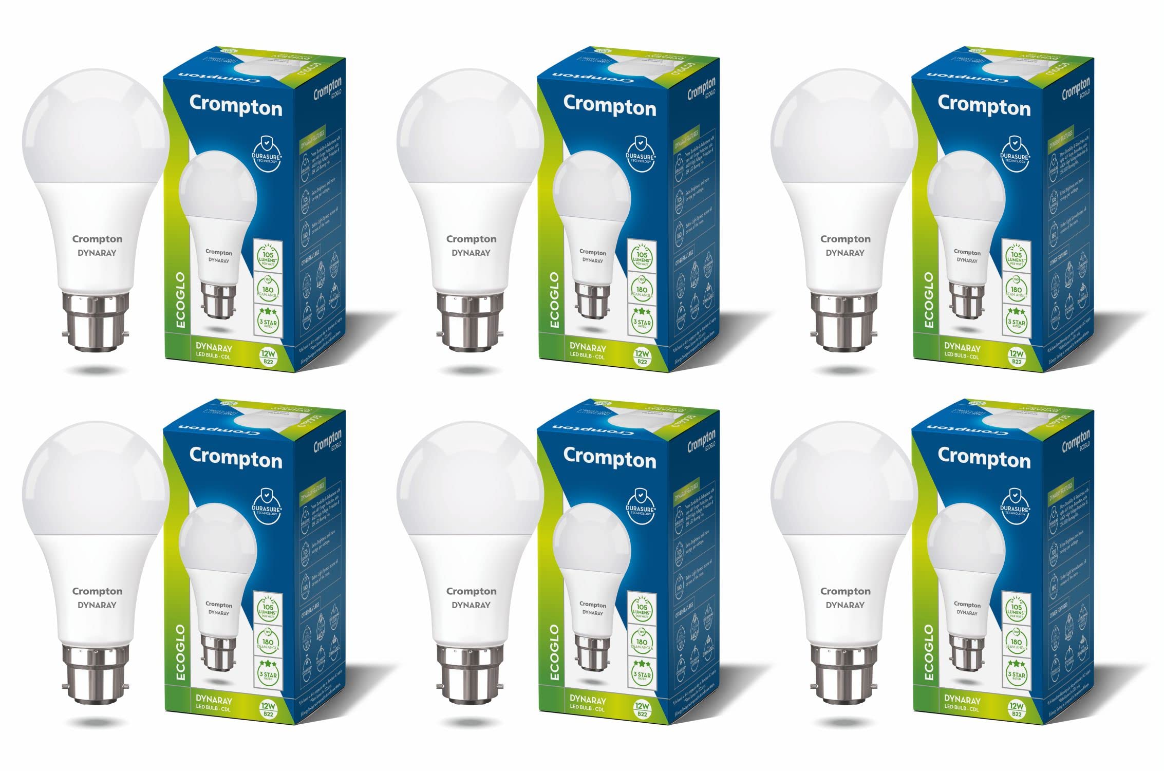 Buy Crompton Dyna Ray LED Bulb | 12W | Cool Day Light | B22 Base | 180 ...