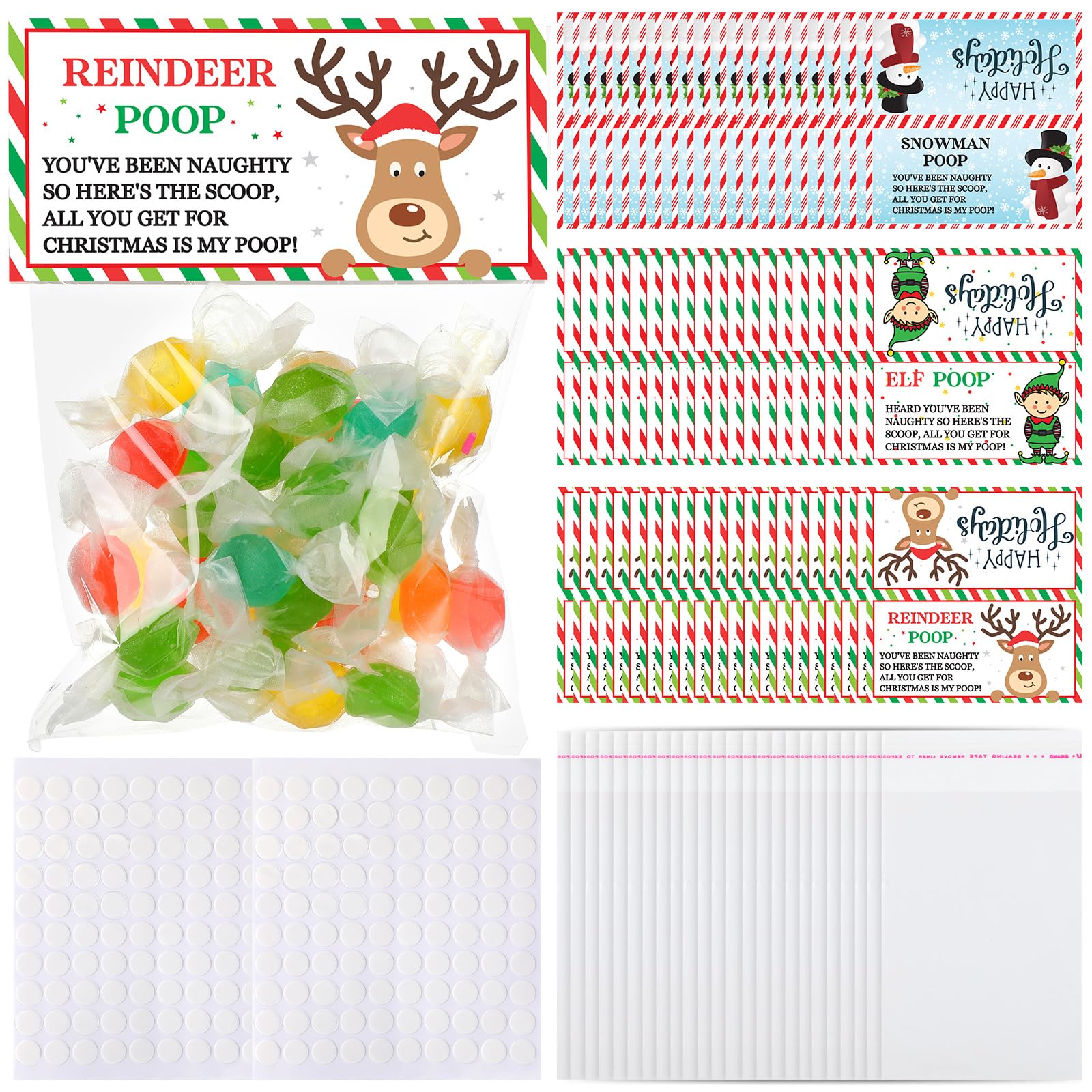 Amazon.com: Watersay 90 Sets Christmas Poop Treat Bags Toppers with ...