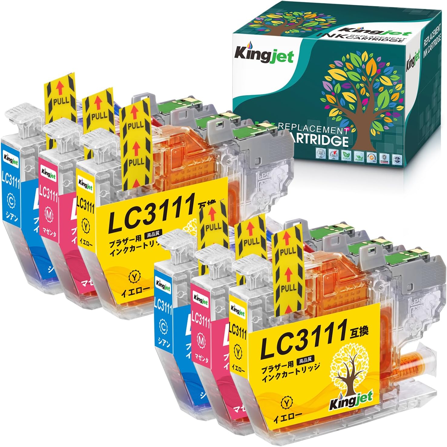 Amazon.co.jp: Kingjet LC3111C LC3111M LC3111Y 互換インク 6本セット（2C/2M/2Y）ブラザー Brother 用 インクカートリッジ ...