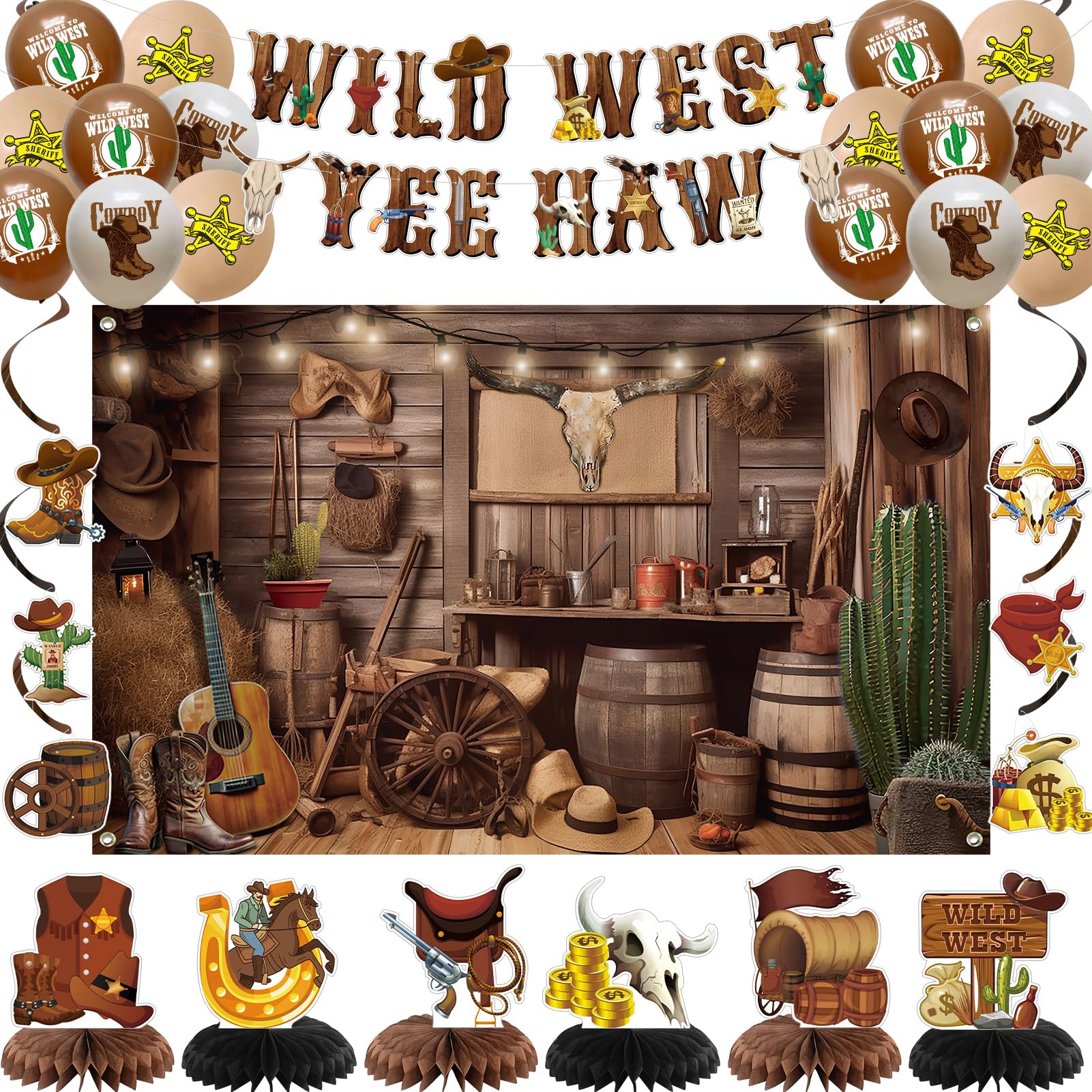 Snapklik.com : Western Party Decorations, Cowboy Birthday Baby Shower ...