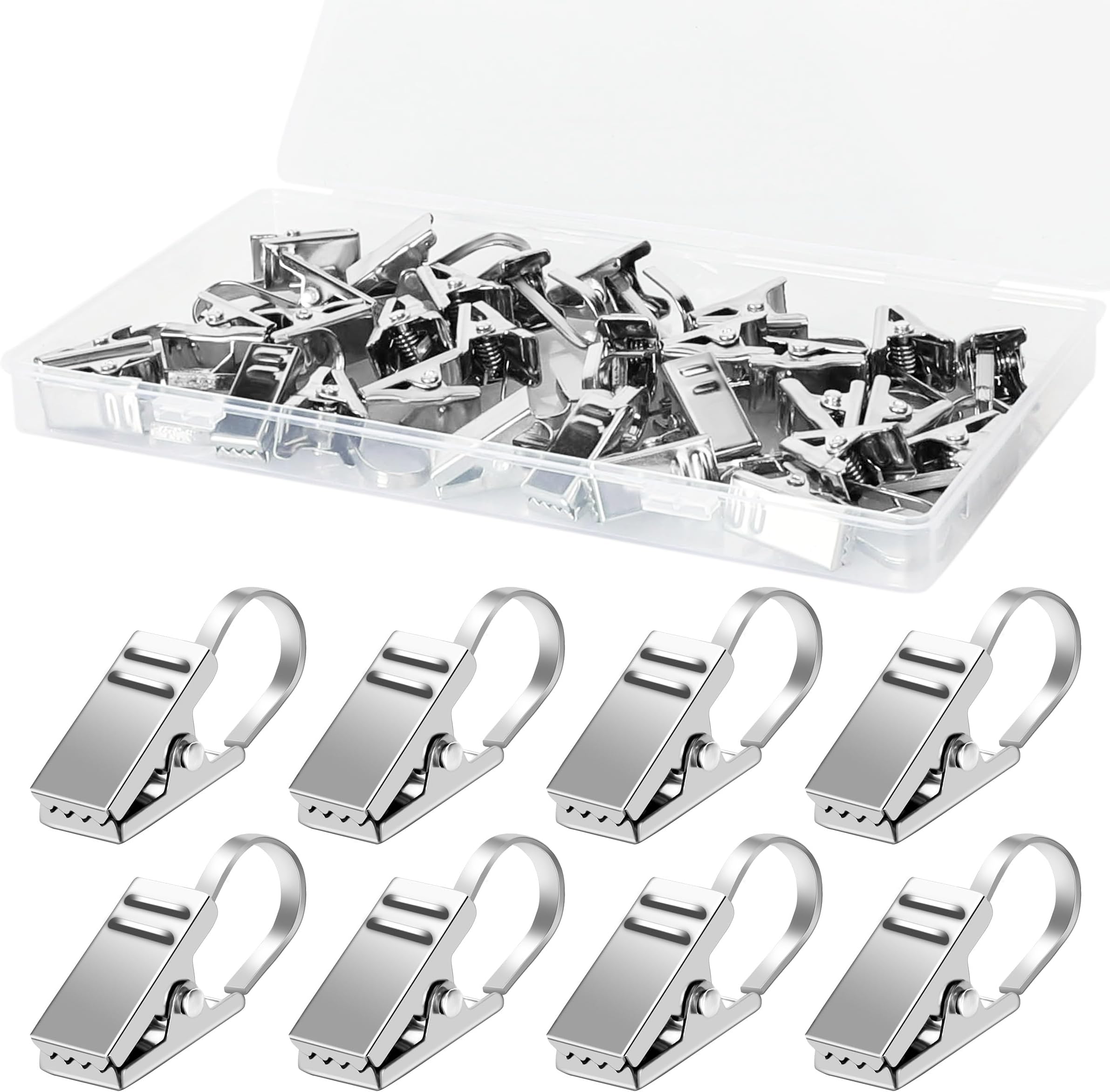 Amazon.com : Mydio 50 Pack Stainless Steel Curtain Clip String Party ...