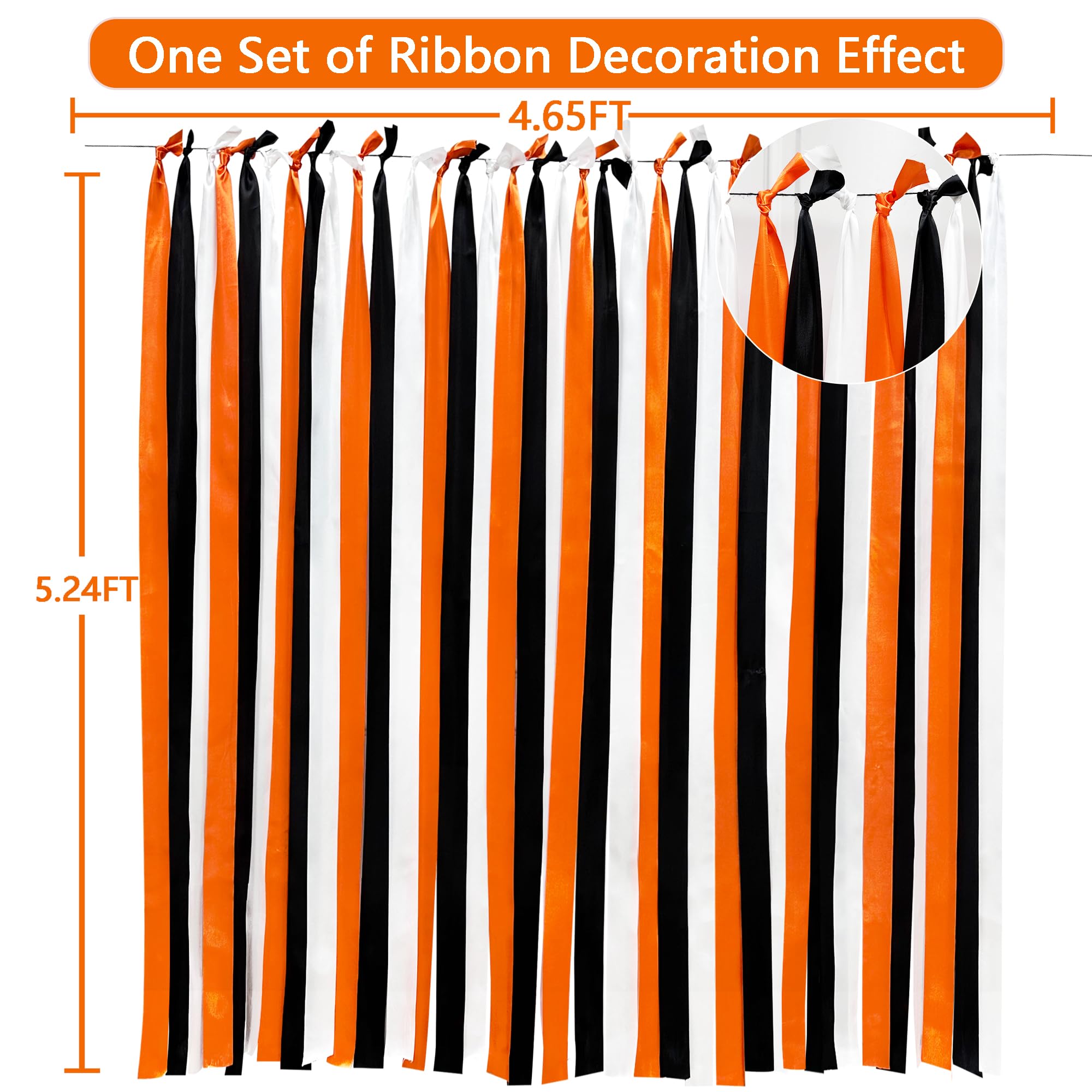 Snapklik.com : Orange Black White Satin Ribbon 656Yd 1.97 Wide Ribbon ...