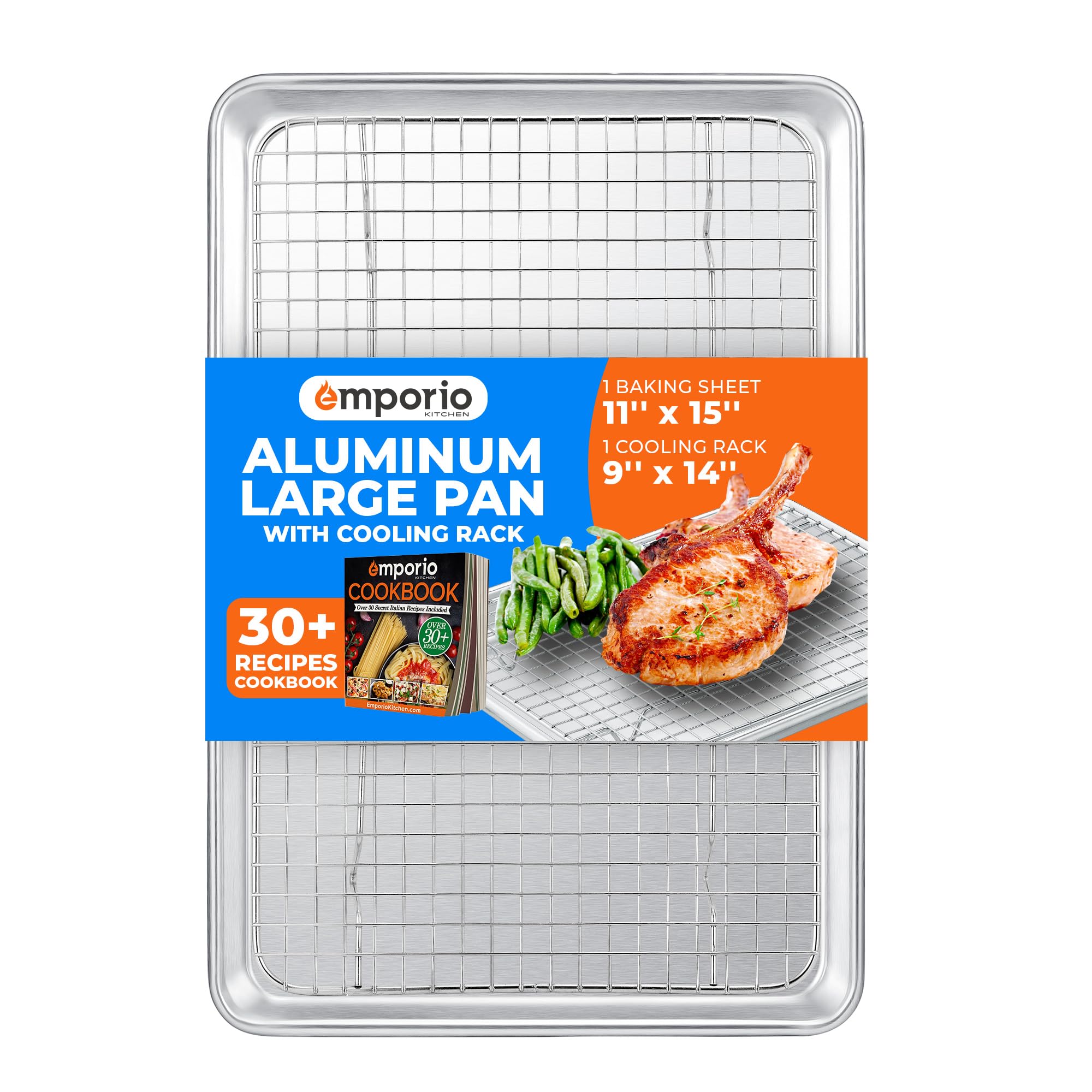Amazon.com: Baking Pan Set - 10.5" x 15" Aluminum Baking Pan with ...