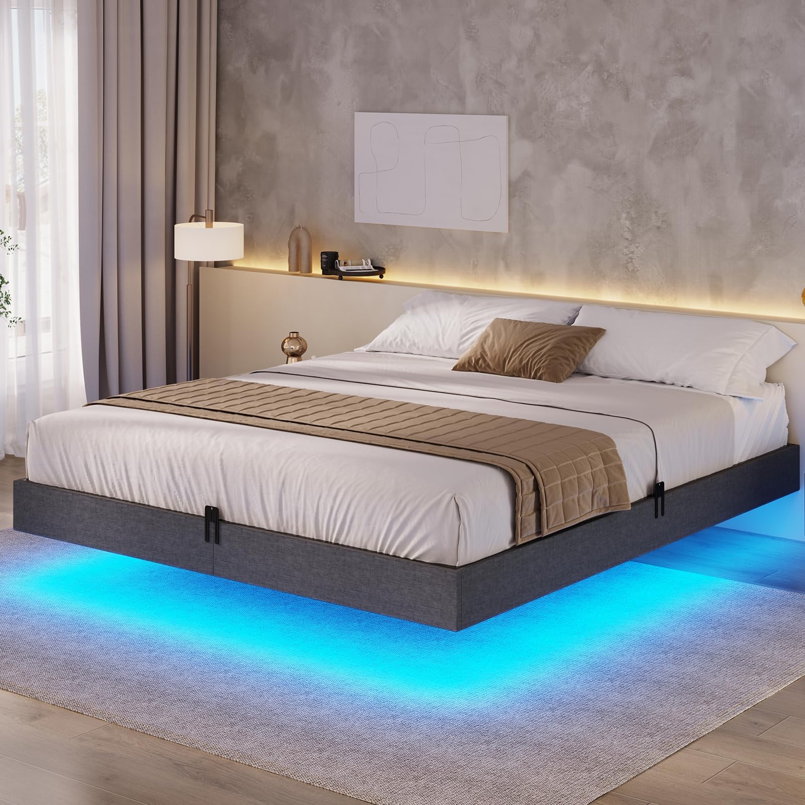 Amazon.com: BTHFST Floating Bed Frame Queen Size with LED Lights ...