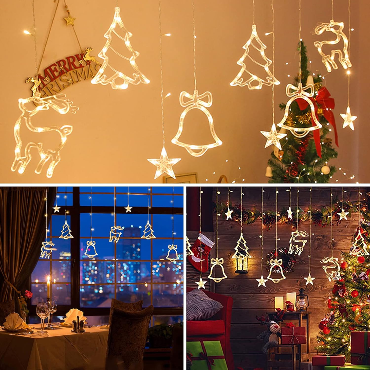 splumzer Luces de estrellas 138 luces LED de Navidad con control remoto ...