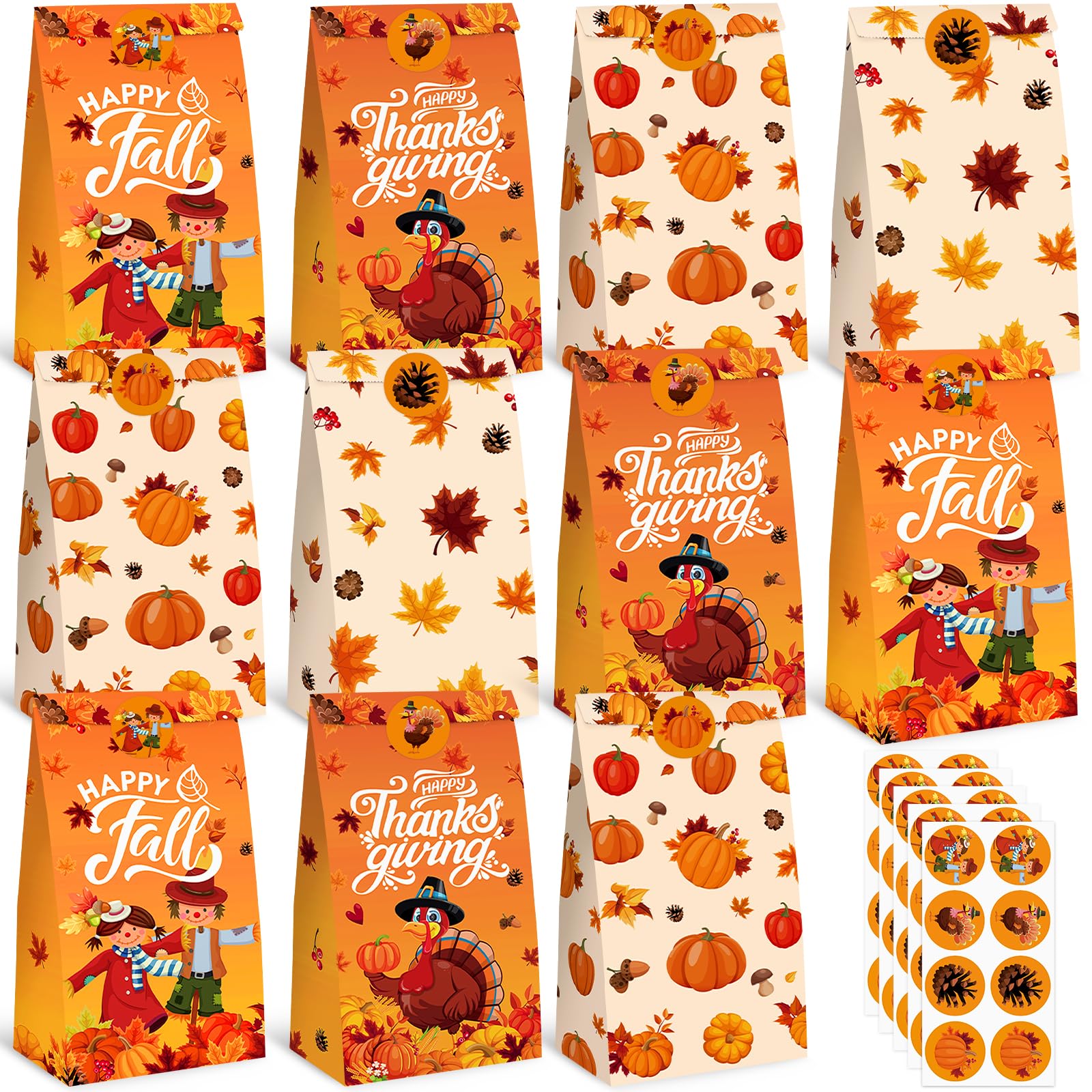 Amazon.com: VGOODALL 36PCS Thanksgiving Treat Bags, Fall Leaves Gift ...